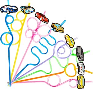 Amazon.com: 24 PCS Race Car Drinking Crazy Straws for Kids | Race Car ...