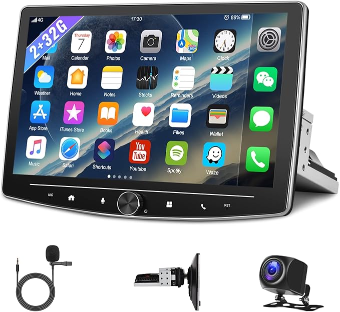 Amazon.com: Android 11 Car Stereo, 1 Din 10 inch 180° Rotated ...