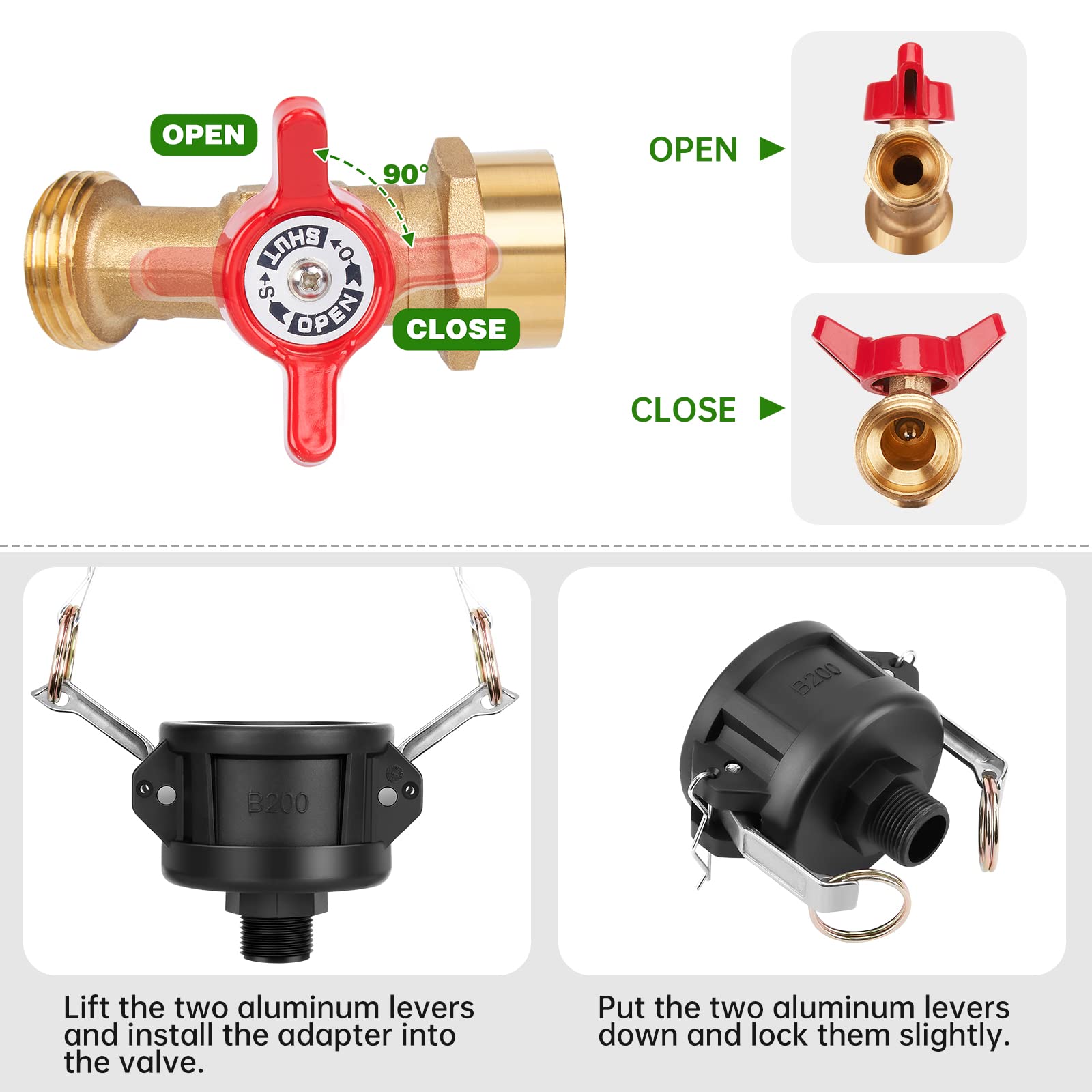 Snapklik.com : WADEO IBC Tote Adapter, 2" Cam Lock For 275-330 Gallon ...