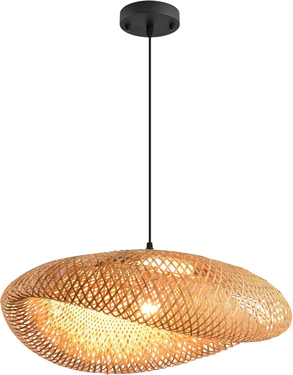 hualuosi Bamboo Retro Chandelier, Hand-Woven Bamboo Bohemian Chandelier ...