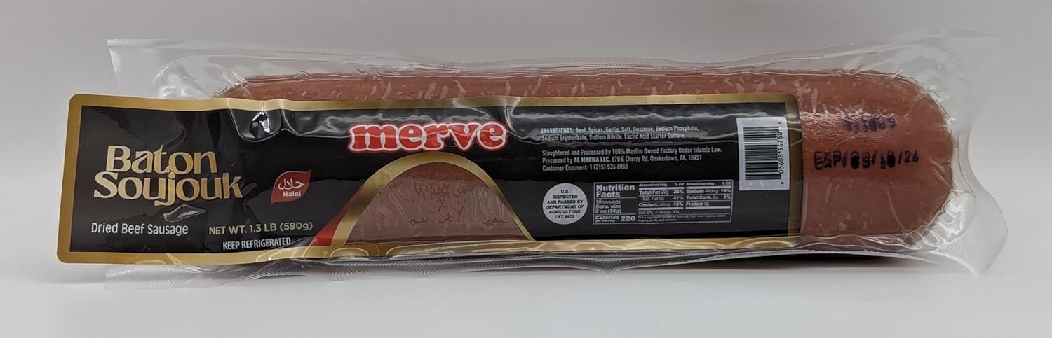 Amazon.com: MERVE Baton Soujouk Sujuk Dried Beef Sausage 1.3lb ...