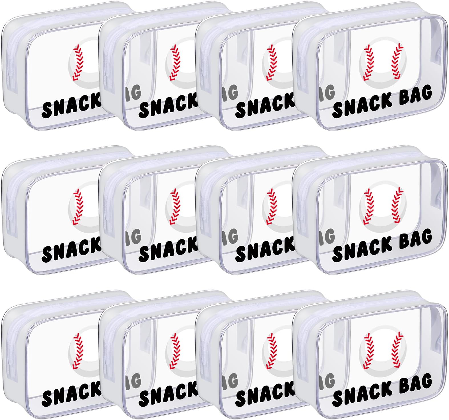 Amazon.com : Yeyeplum 12 Pcs Baseball Snack Bags for Team PVC Baseball ...