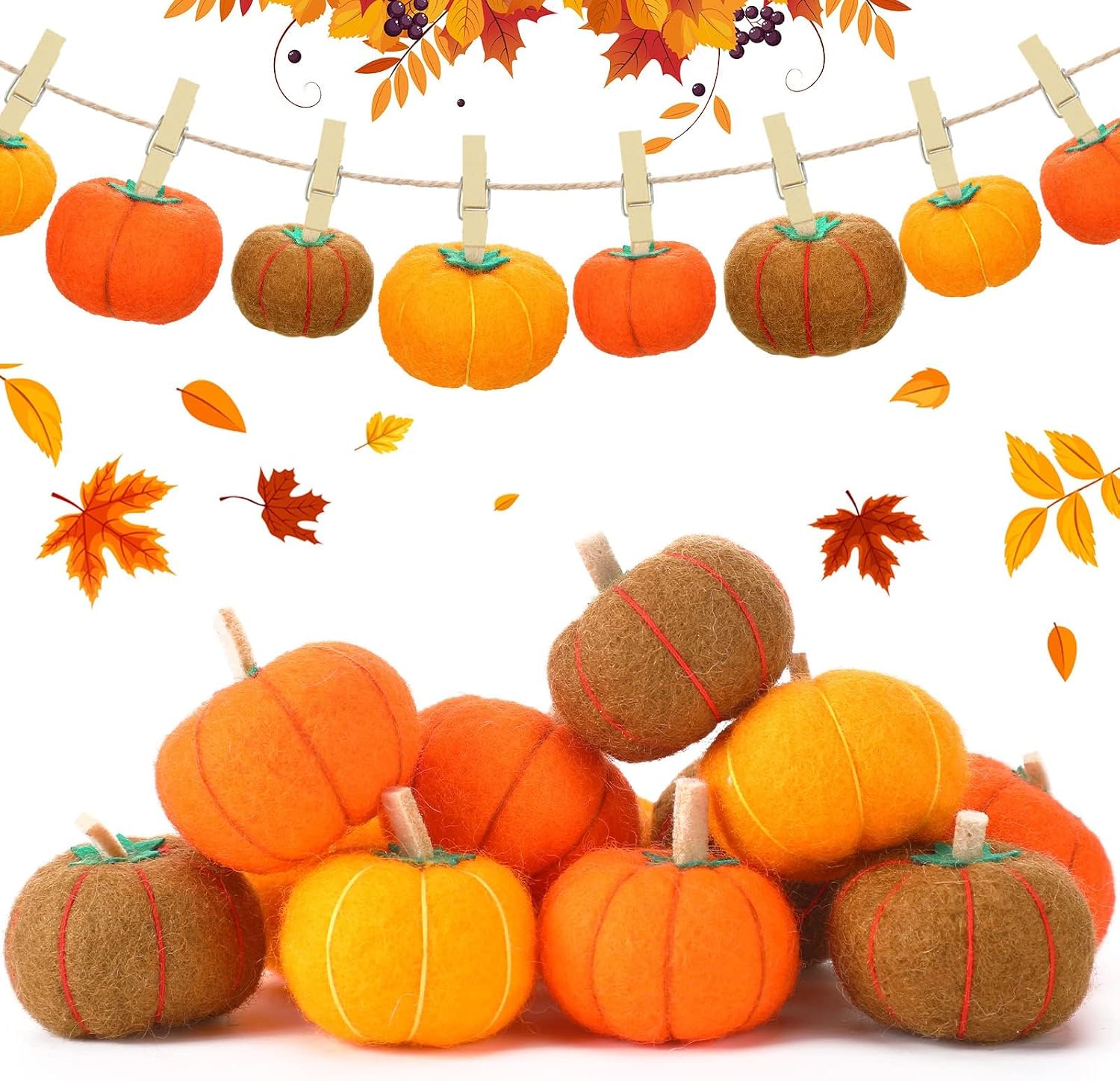 Autumn Decorations, 12PCS Felt Autumn Fall Decor Halloween Hanging ...