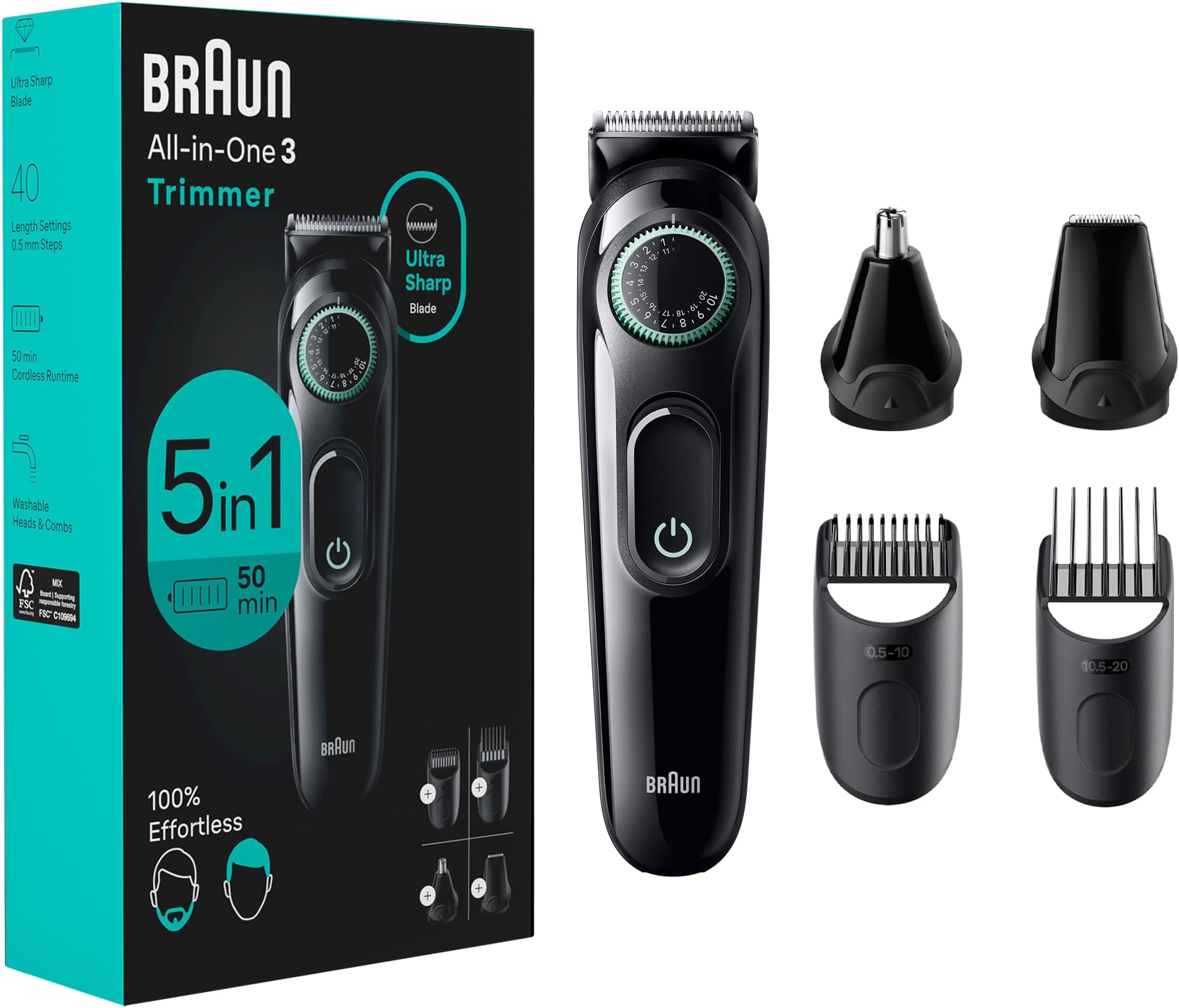 Amazon.com: Braun All-In-One Style Kit Series 3 3450, 5-in-1 Trimmer ...