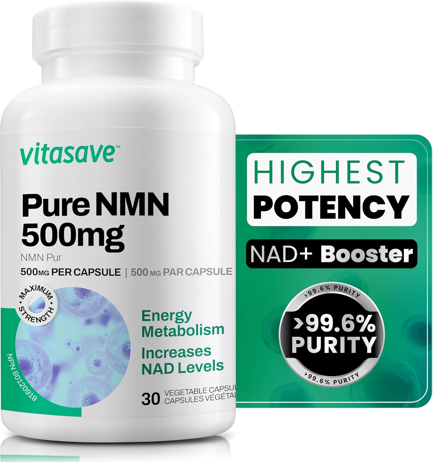 Vitasave NMN Capsules 500mg - Highest Potency Available - Premium ...