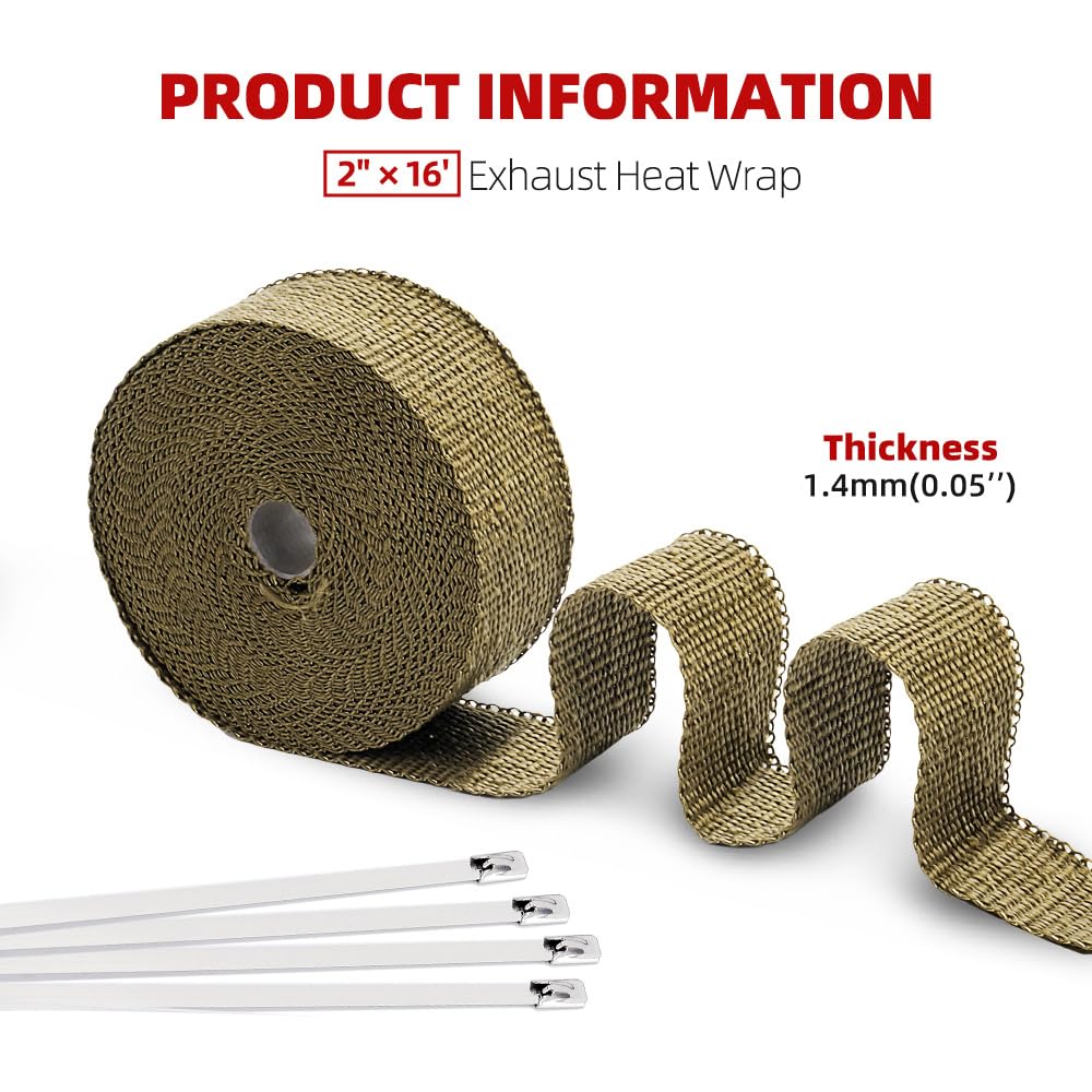 Snapklik.com : BARTOO 2" X 16 Titanium Exhaust Heat Wrap Roll For ...