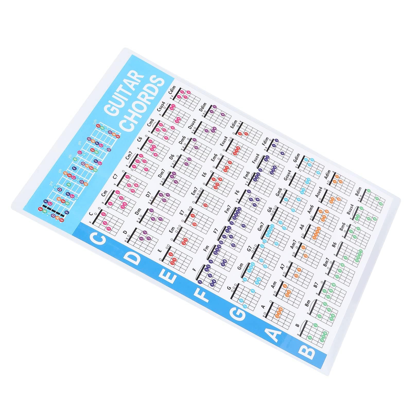 Guitar Chord Poster, 56 Colour Coded Chord Educational Reference Guide ...