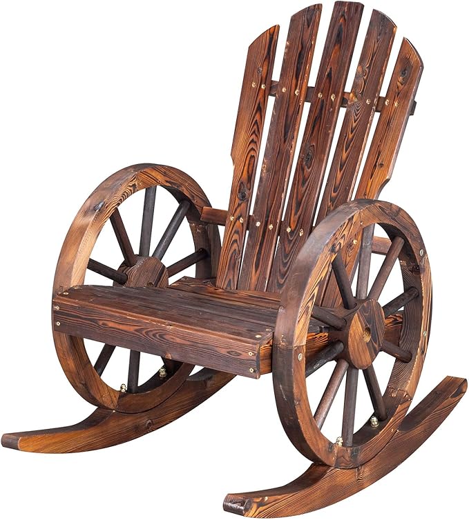 Amazon.com: Ochine Wooden Rocking Chair Fir Log Adirondack Rocker Log ...