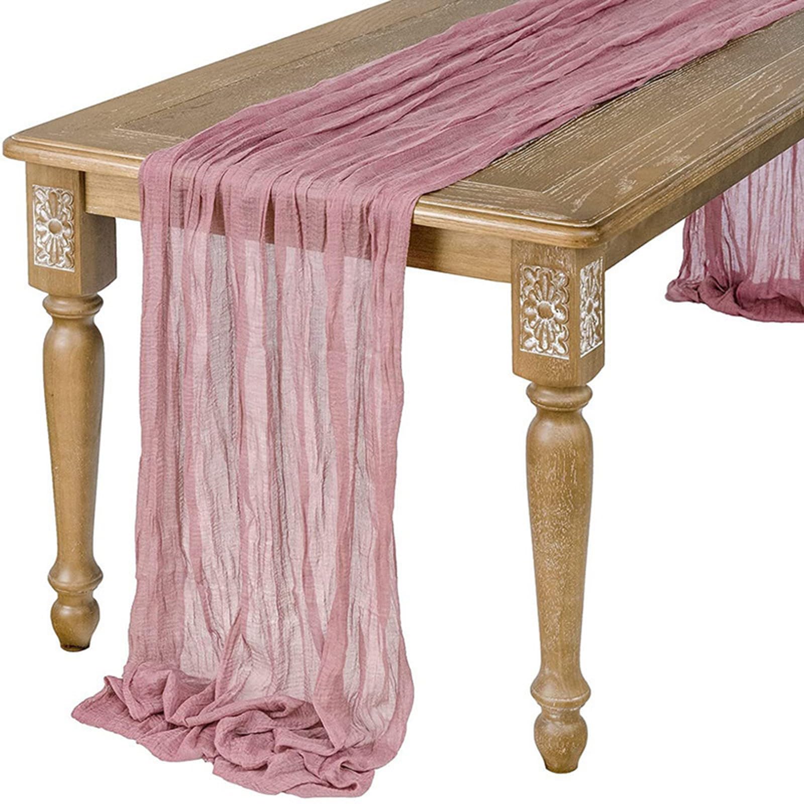 Table Runner-90*180cm (35*70inch) Cheesecloth Gauze Table Runner with ...