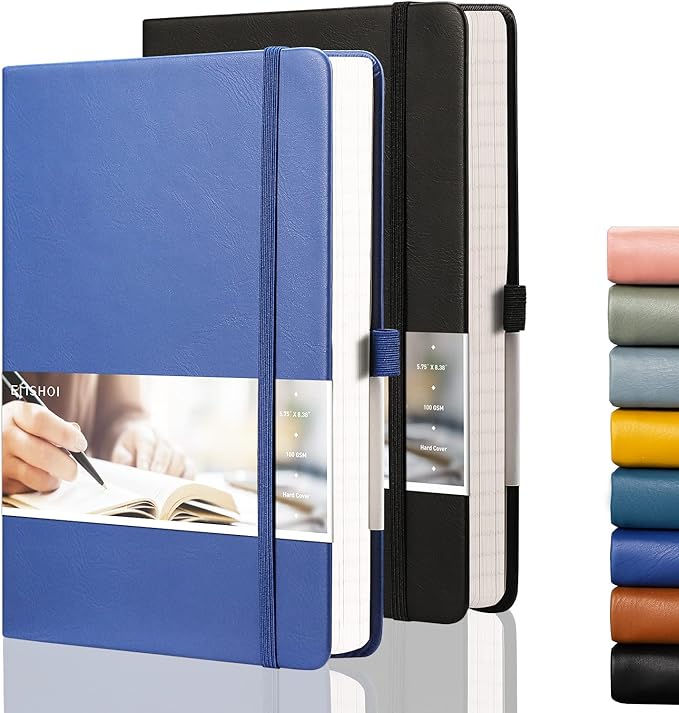 2 Pack EMSHOI A5 Notebook Lined Hardback Journal Notebook Ruled Notepad ...