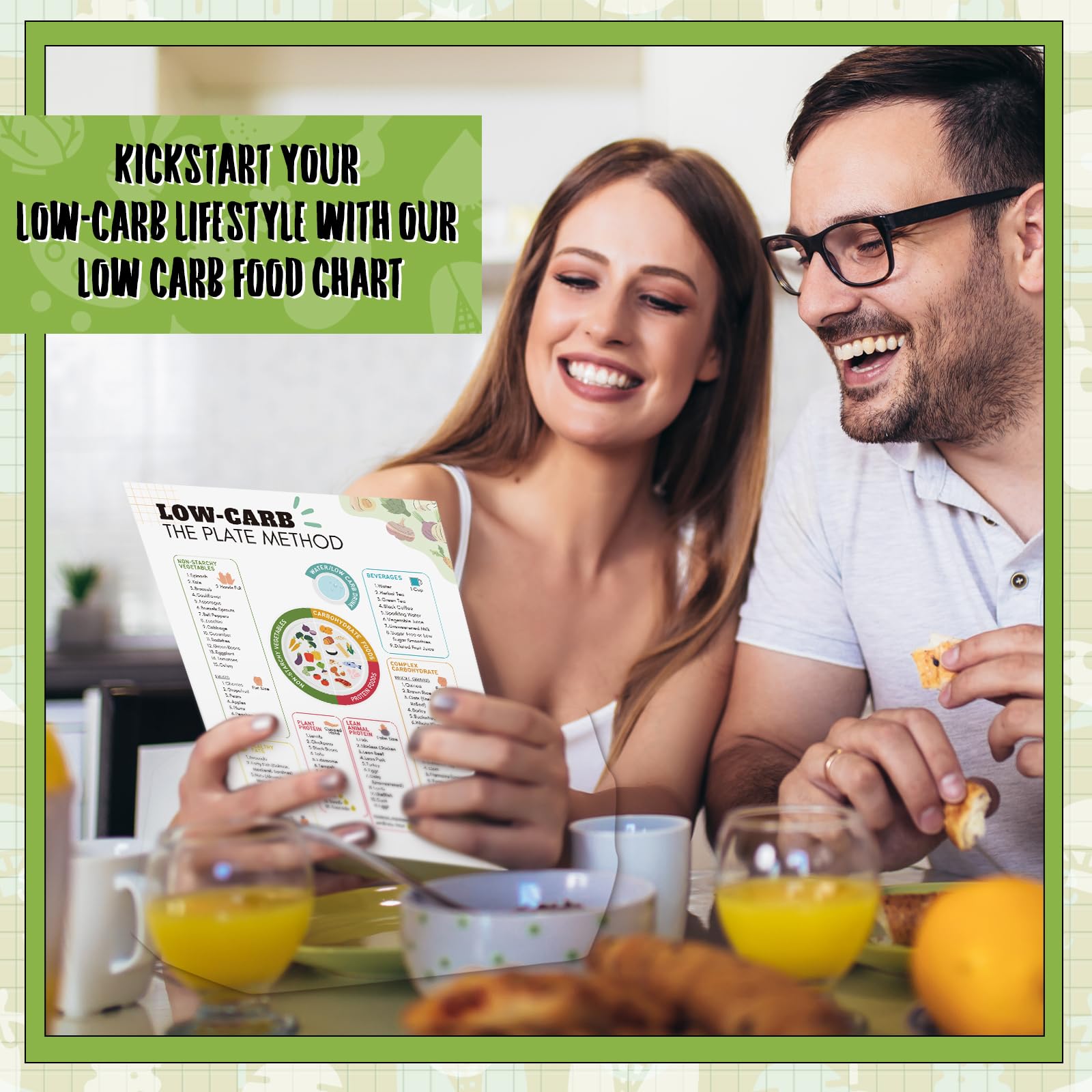 Snapklik.com : 12 Pcs Low Carb Food List Chart Posters Low Carb Meal ...