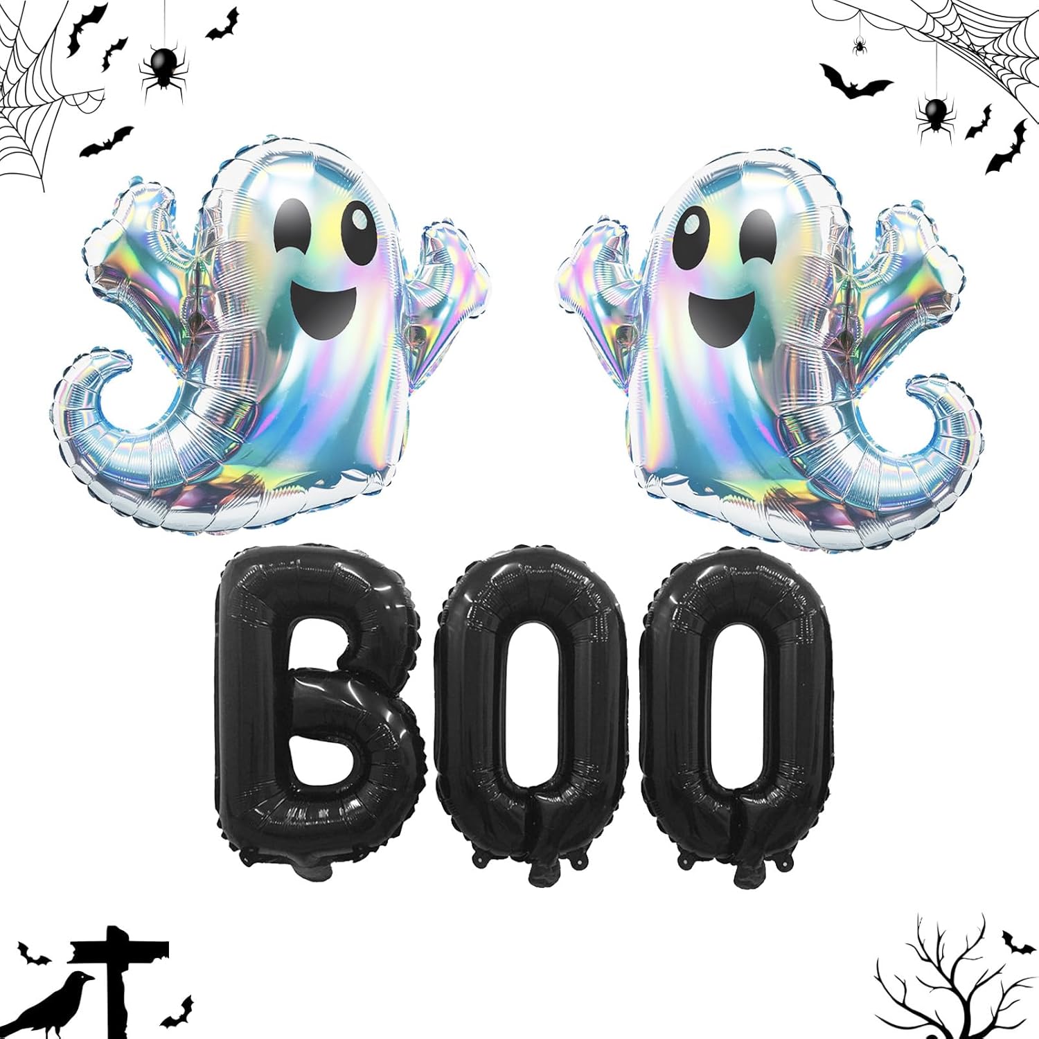 Amazon.com: Halloween Foil Balloons Kit, Black Boo Mylar Balloons and 2 ...