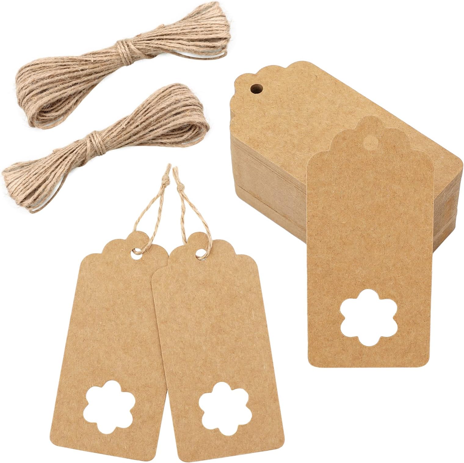 Amazon.com : joycraft 100Pcs Hollowed-Out Flower Gift Tags with String ...