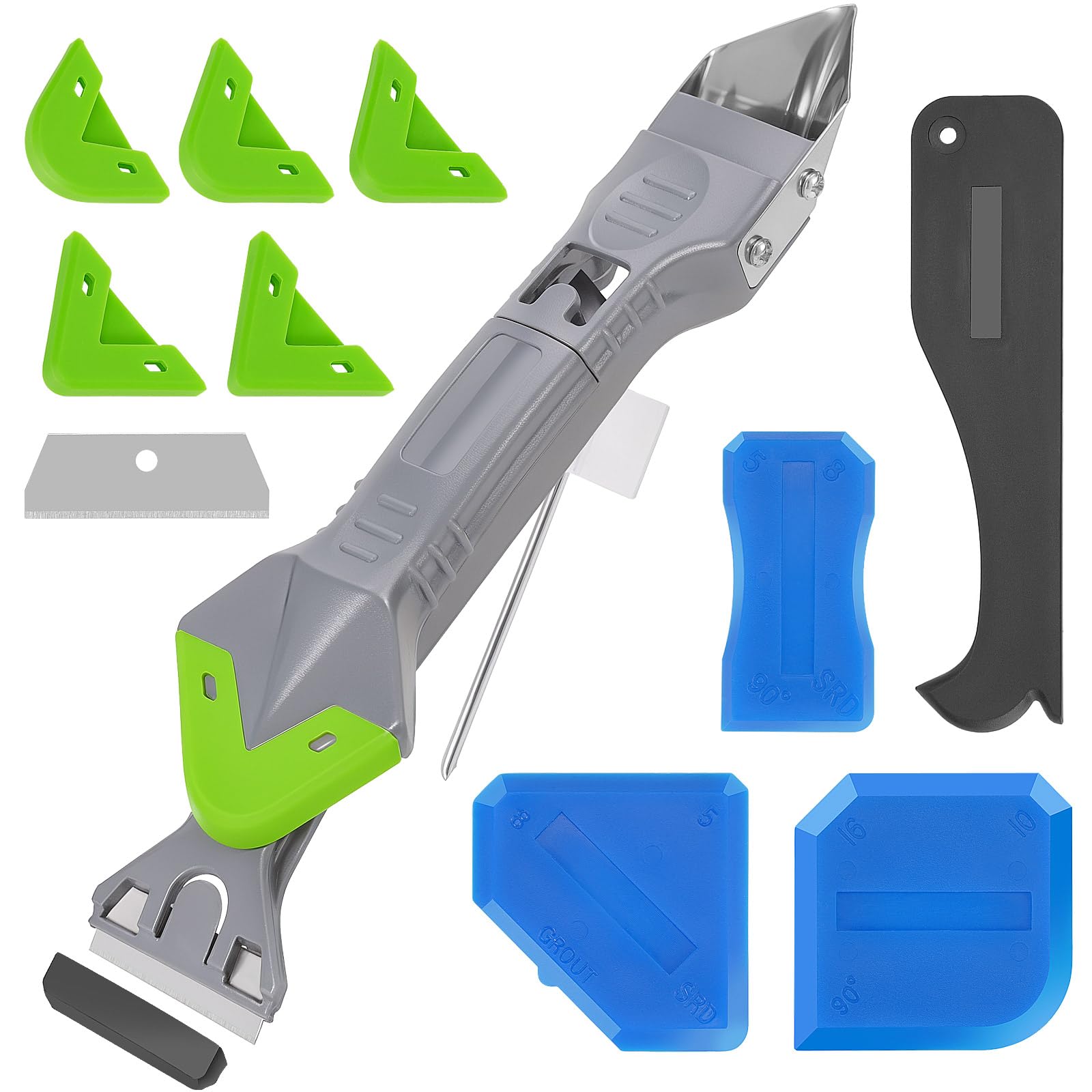 11pc Caulk Remover Tool,5 in 1 Silicone Caulking Tools,Grout Removal ...