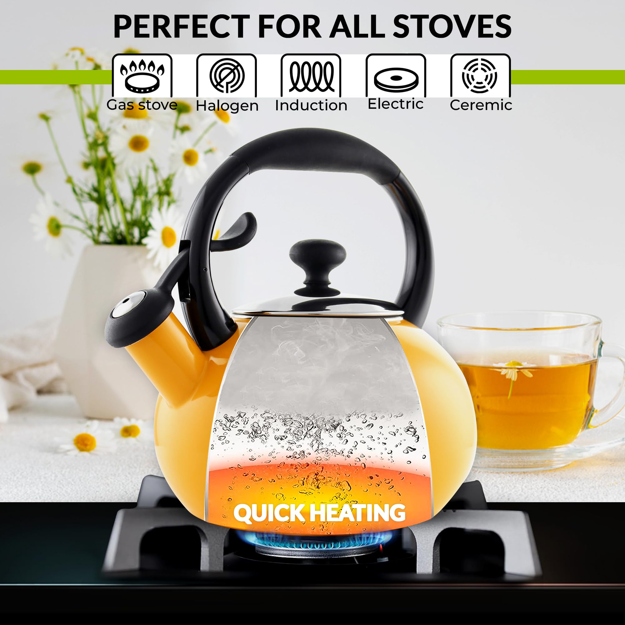 Snapklik.com : Chantal 1.8 QT Kettle, Buttons Series, Premium Enamel On ...