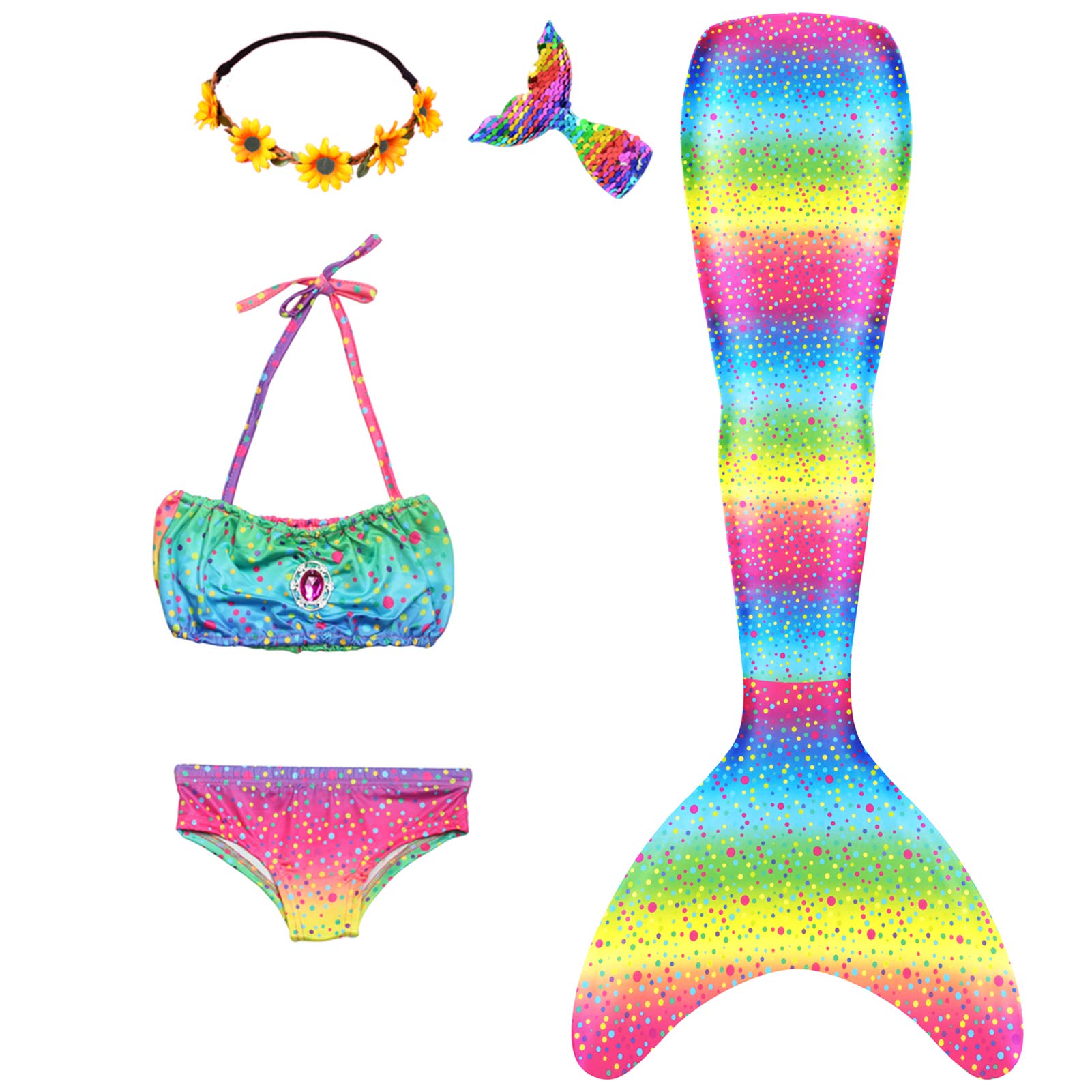 Buy Mermaid Tails Swimsuit for Girls Swimming 3Pcs Mermaid Princess ...