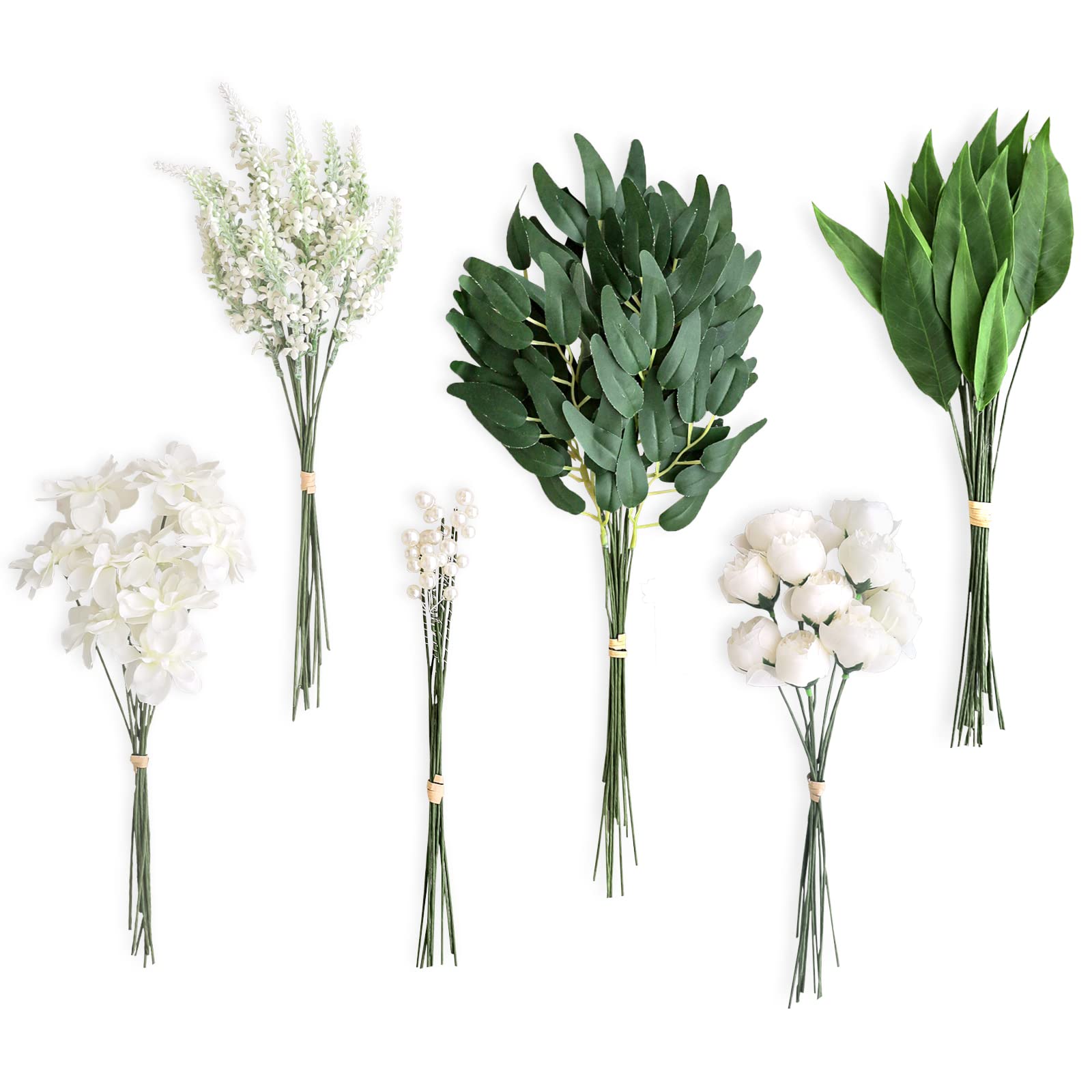 Amazon.com: Lookein Artificial Green Stems Bulk, 82 Pcs with 6 Kinds ...