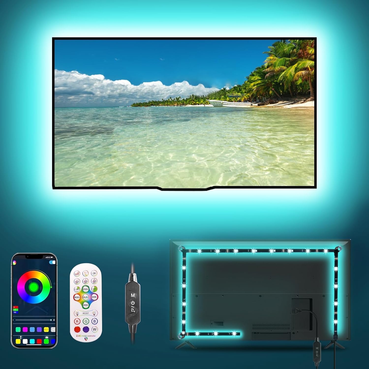 Amazon.com: DTQJ TV LED Backlight, RGB TV Backlight for 60-70 inch TVs ...