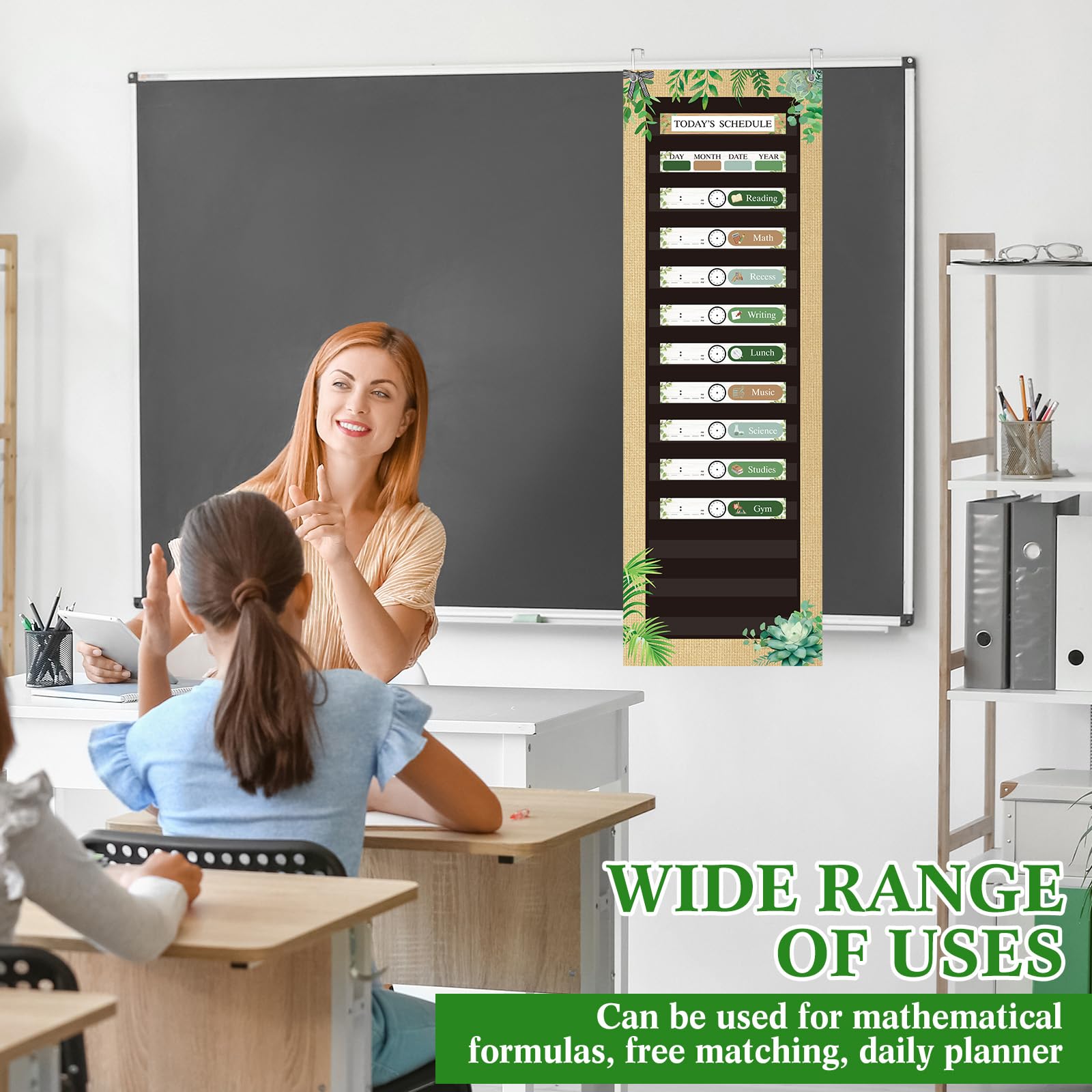 Snapklik.com : Greenery Daily Schedule Pocket Chart Class Schedule 14 ...