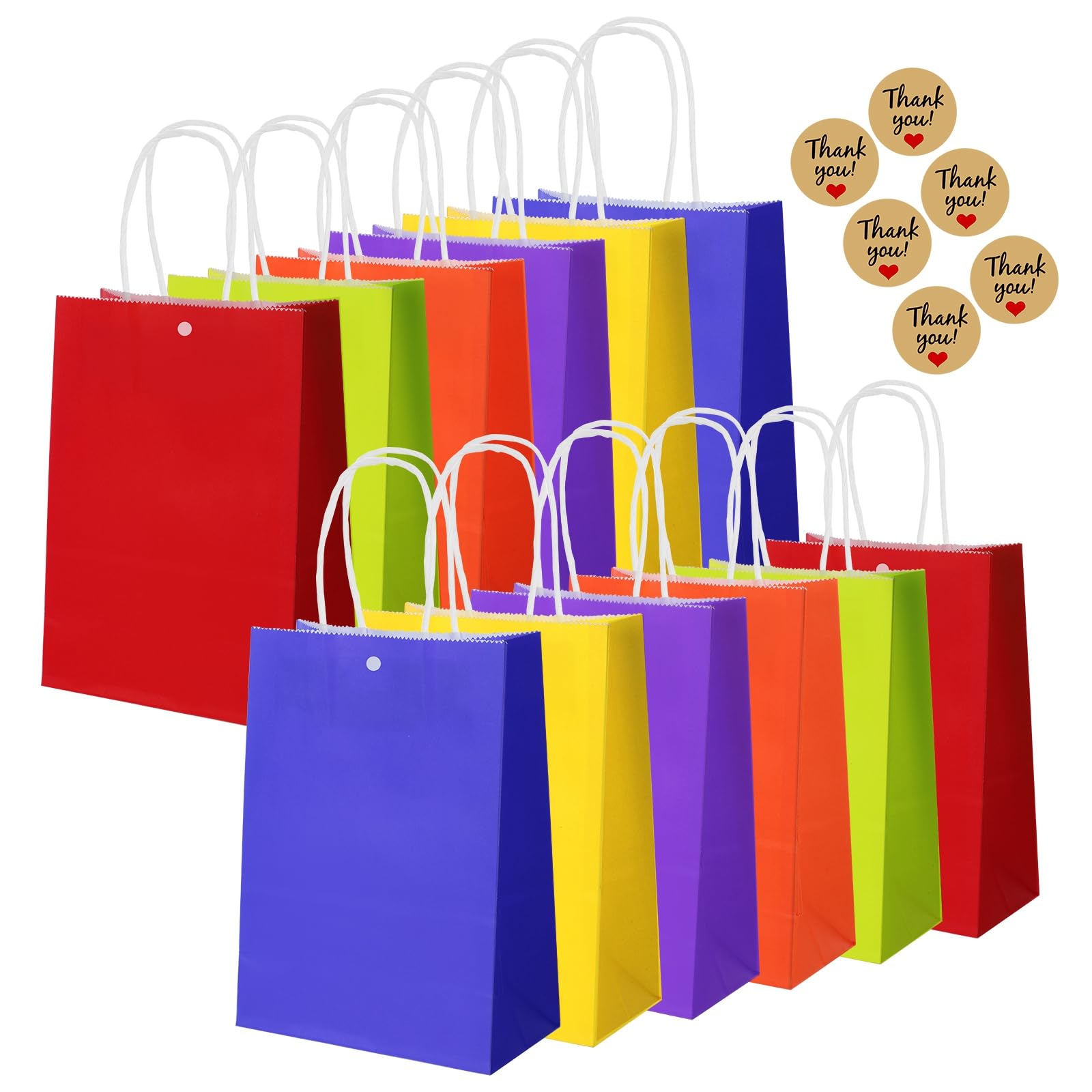 36 PCS Paper Party Bags, 6 Colors Paper Gift Bags with Handles Coloured ...