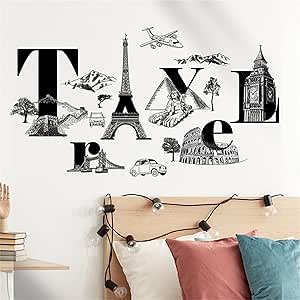 Amazon.com: WAFT YEARN Travel Wall Decals Travel Wall Sticker World ...