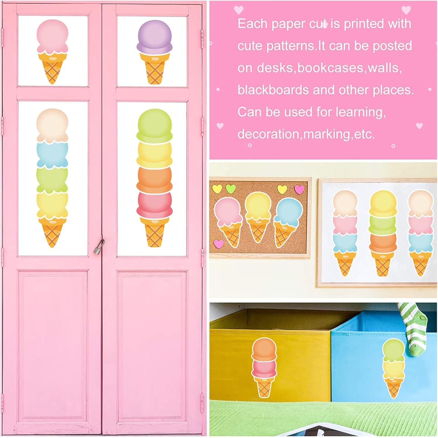 AnyDesign 48Pcs Ice Cream Cut-Outs with Glue Points Nepal | Ubuy