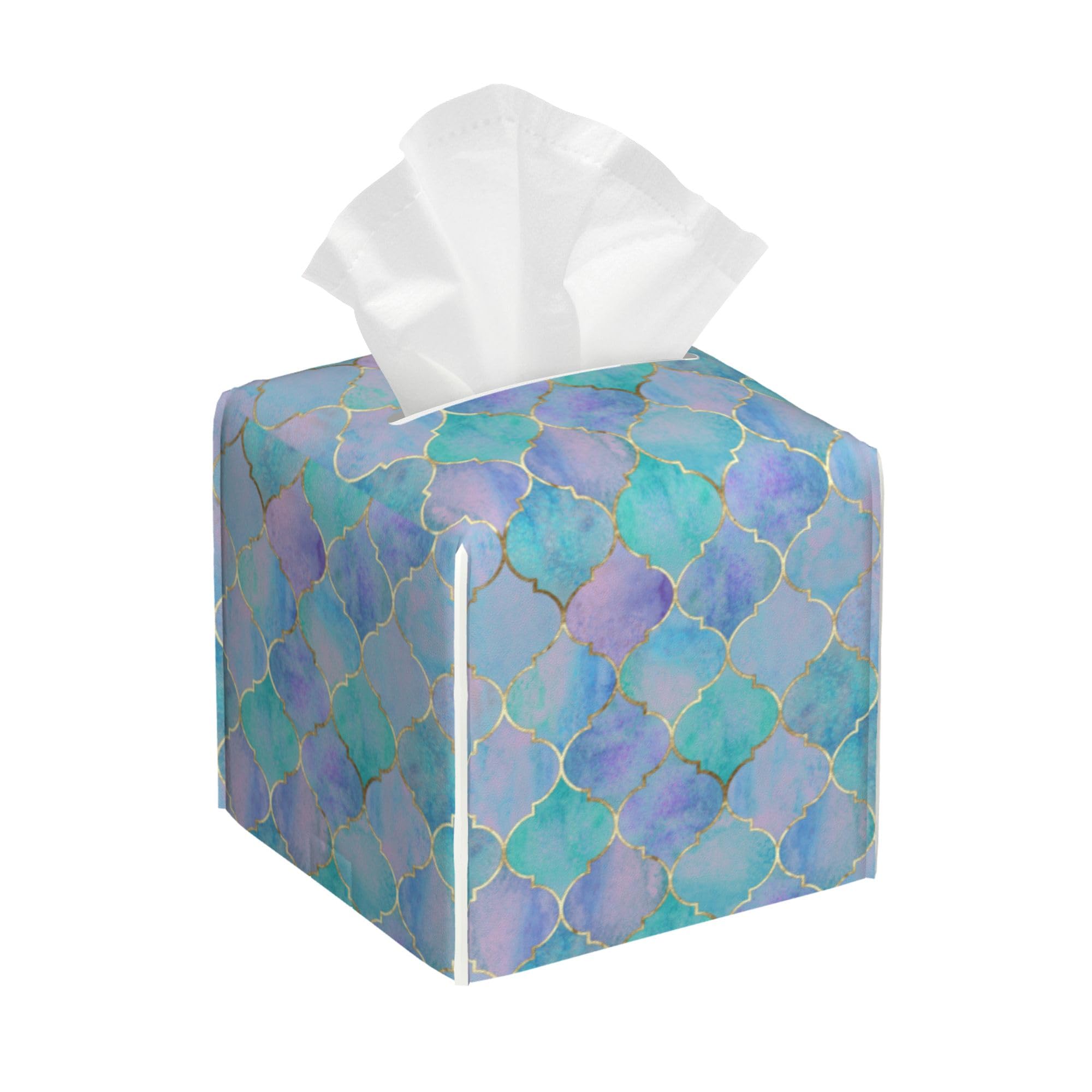 Amazon.com: POIUBLE Tissue Box Holder Teal and Purple Moroccan ...