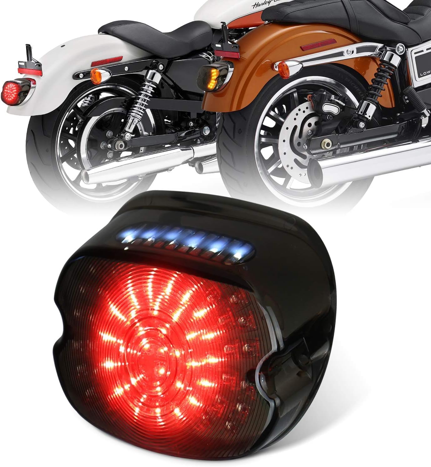 NTHREEAUTO Smoked LED Rear Tail Light Motorcycle Taillights Brake ...
