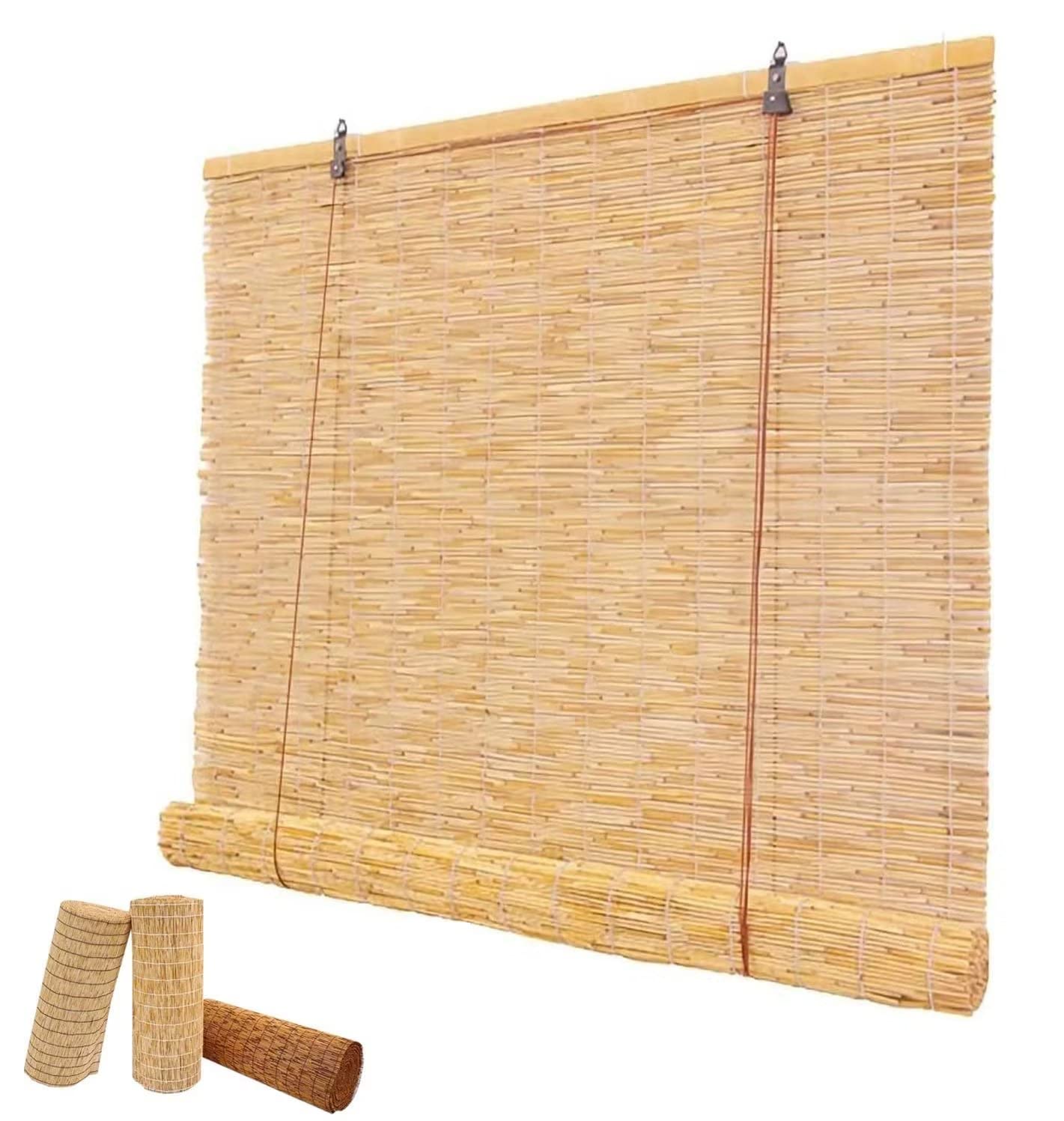 Outdoor Reed Roller Blinds,Retro Bamboo Roll Up, Roman Roller Blinds ...