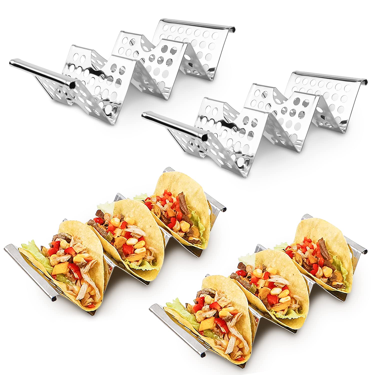 Amazon.com: ORIGENUIN Set of 4 Premium Stainless Steel Taco Holder ...
