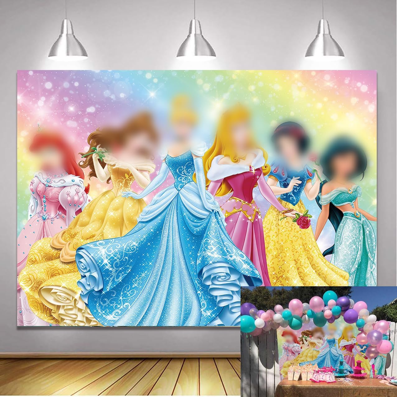Amazon.com : Princess Birthday 7x5FT Photography Backdrop Girls ...