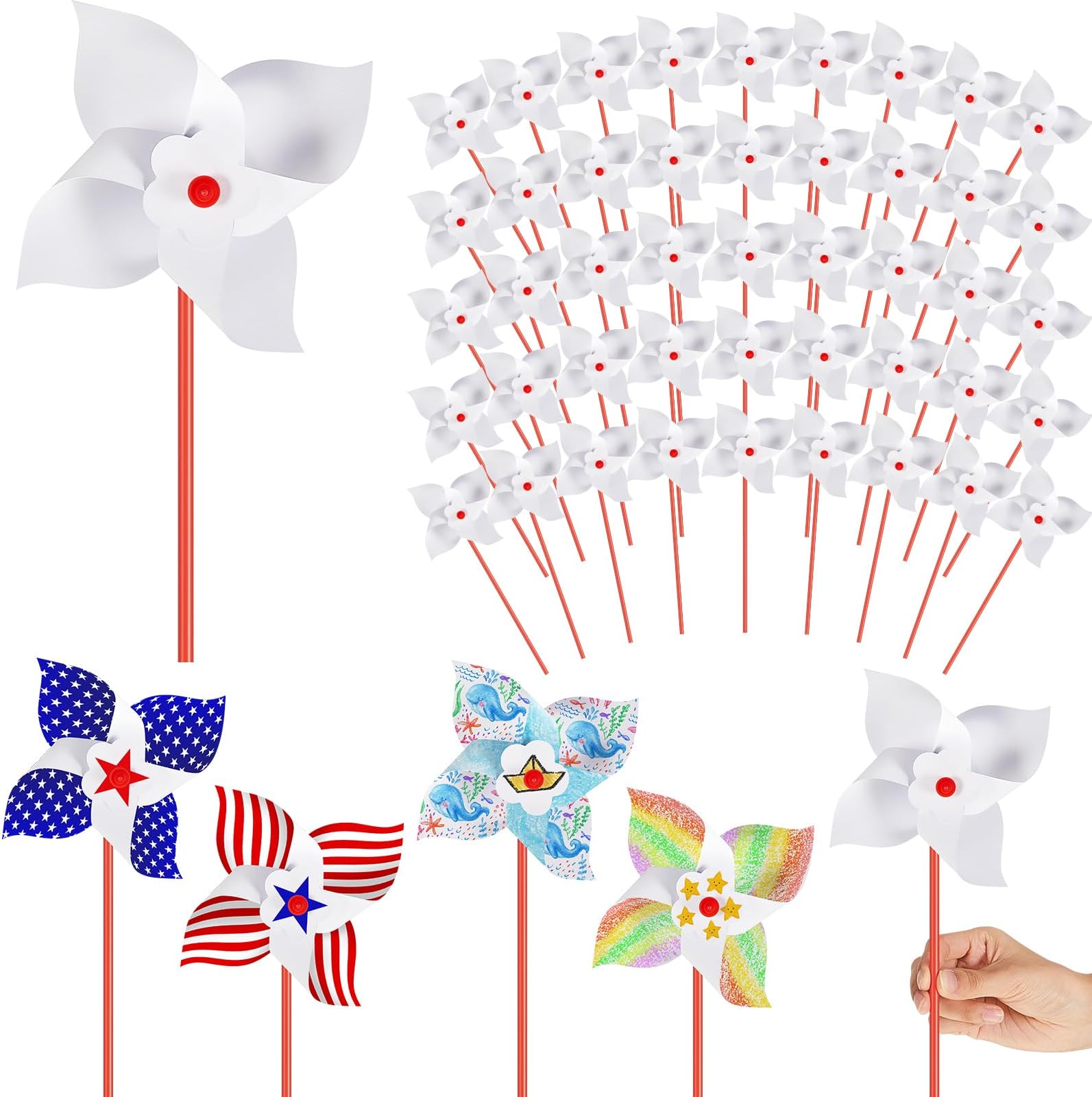 Amazon.com: Capoda 30 Pcs DIY Pinwheels and 6 Pcs Crayon 2 Style Blank ...