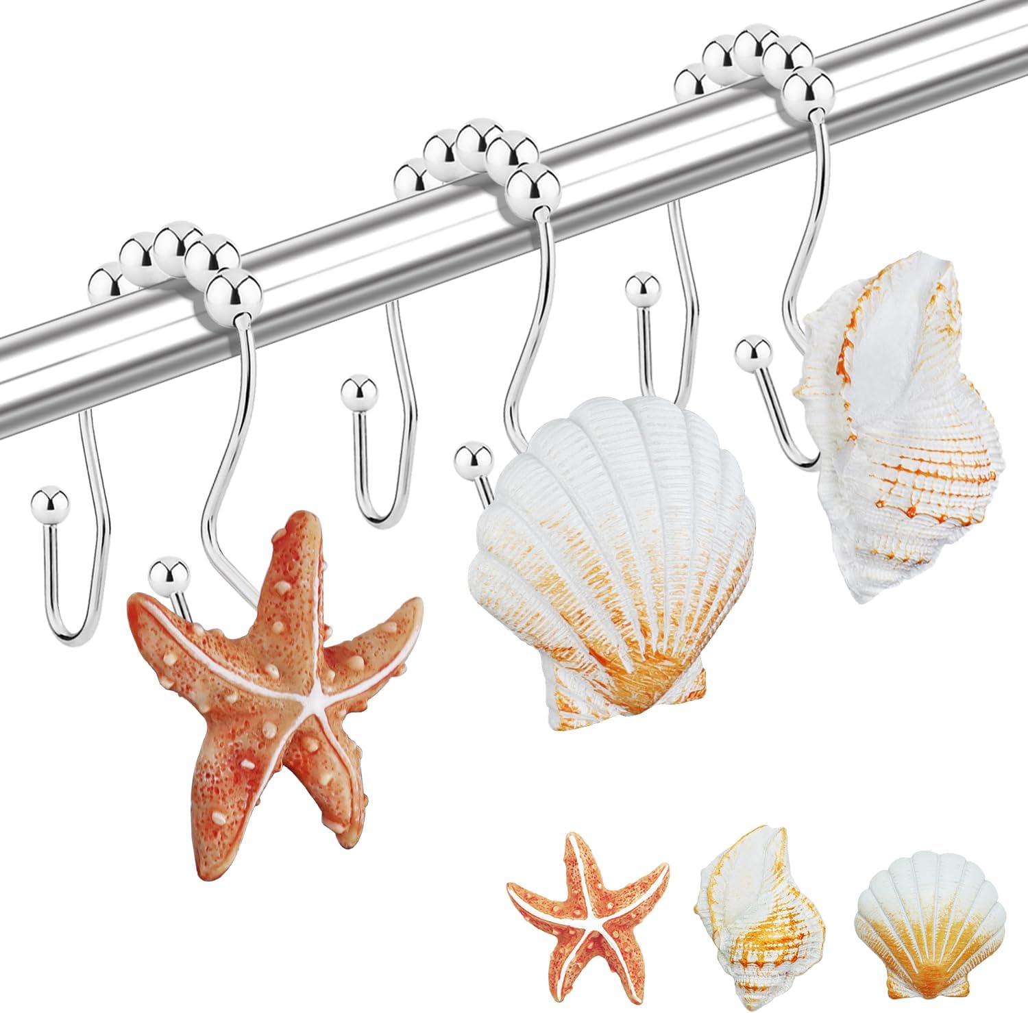 Amazon.com: Yapicoco Shower Curtain Hooks Rings, 12PCS Anti Rust ...