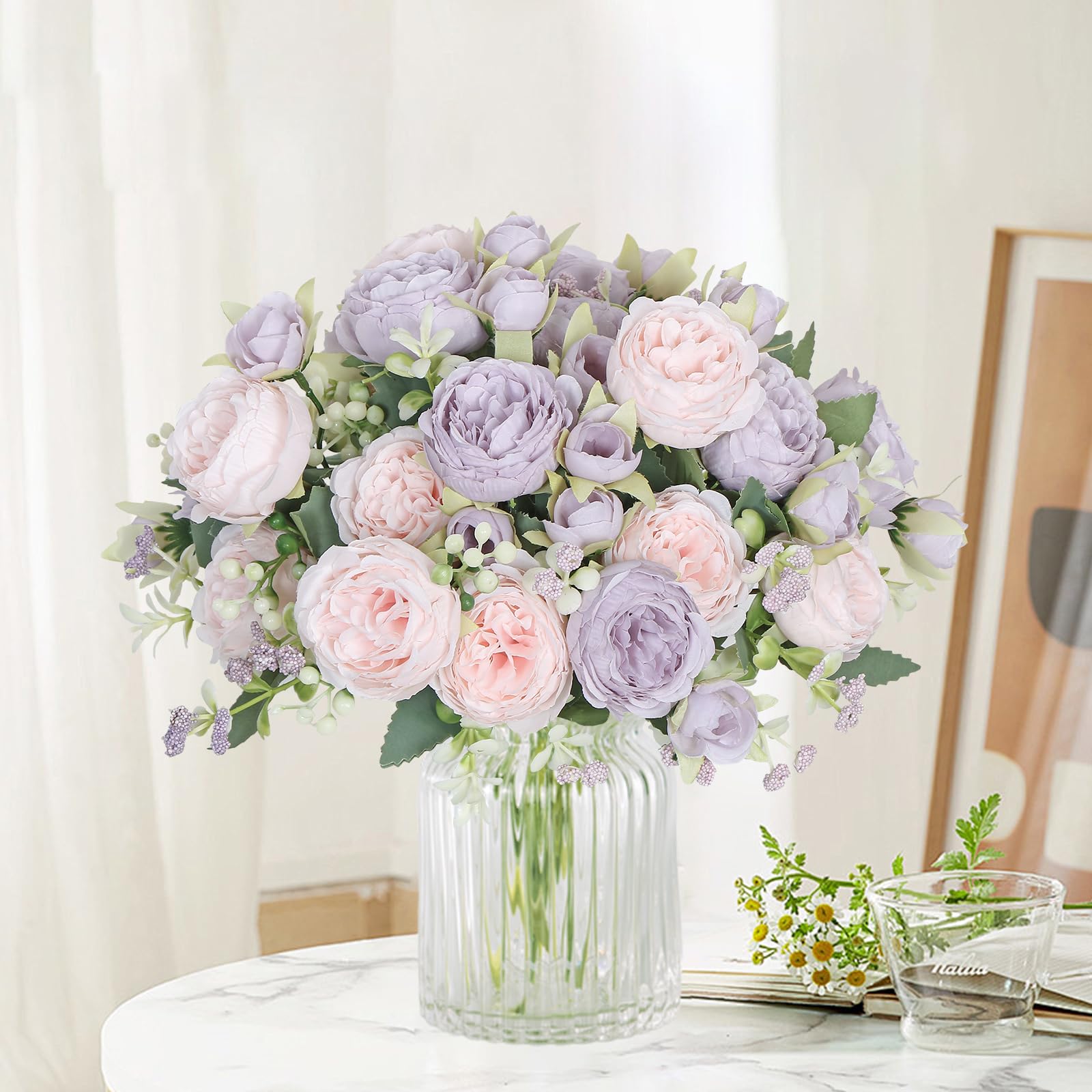 Amazon.com: SOMYTING Artificial Peony Flower, Silk Peonies Bouquet Fake ...