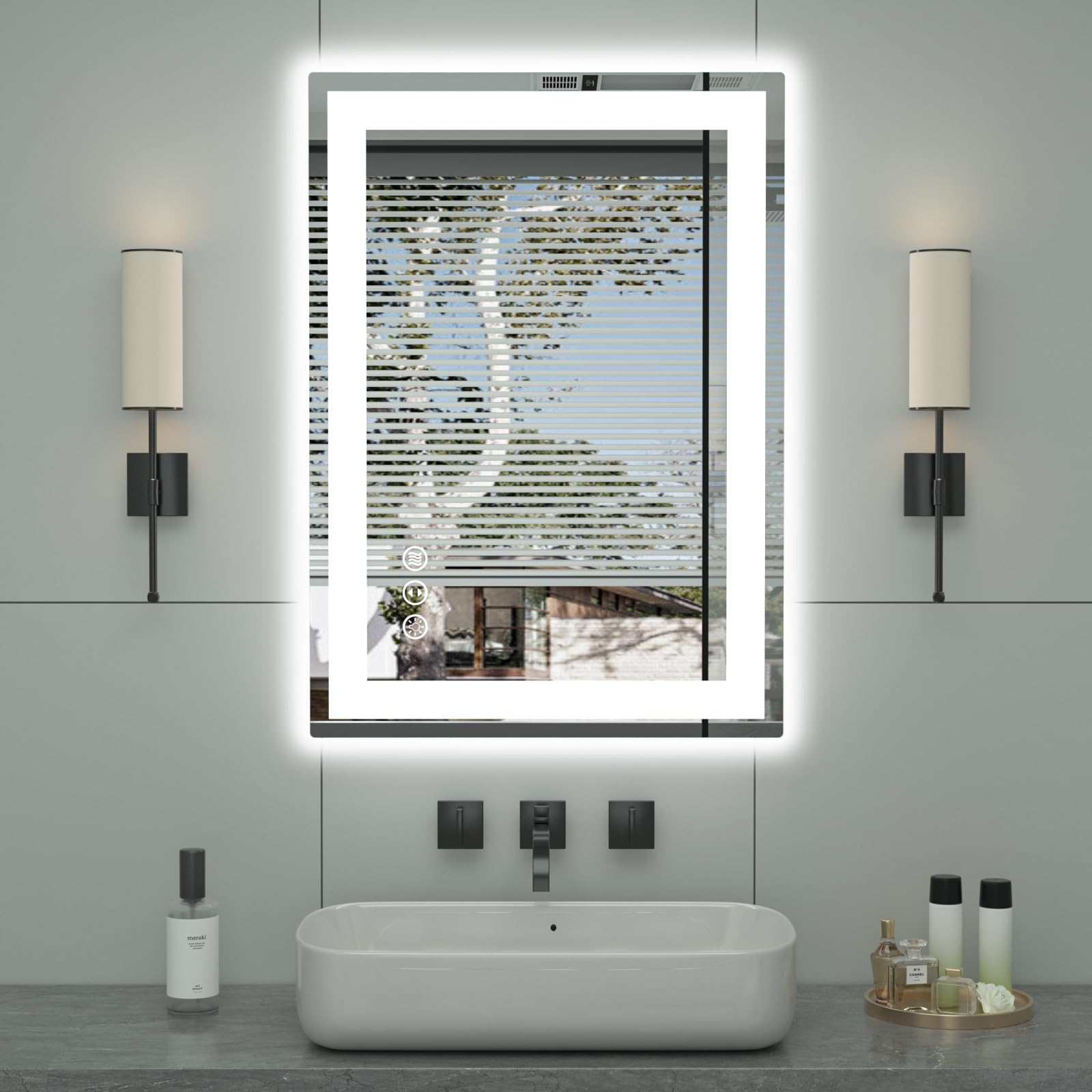 Amazon.com: miskerm 20"x 28" LED Bathroom Mirror with Front and ...