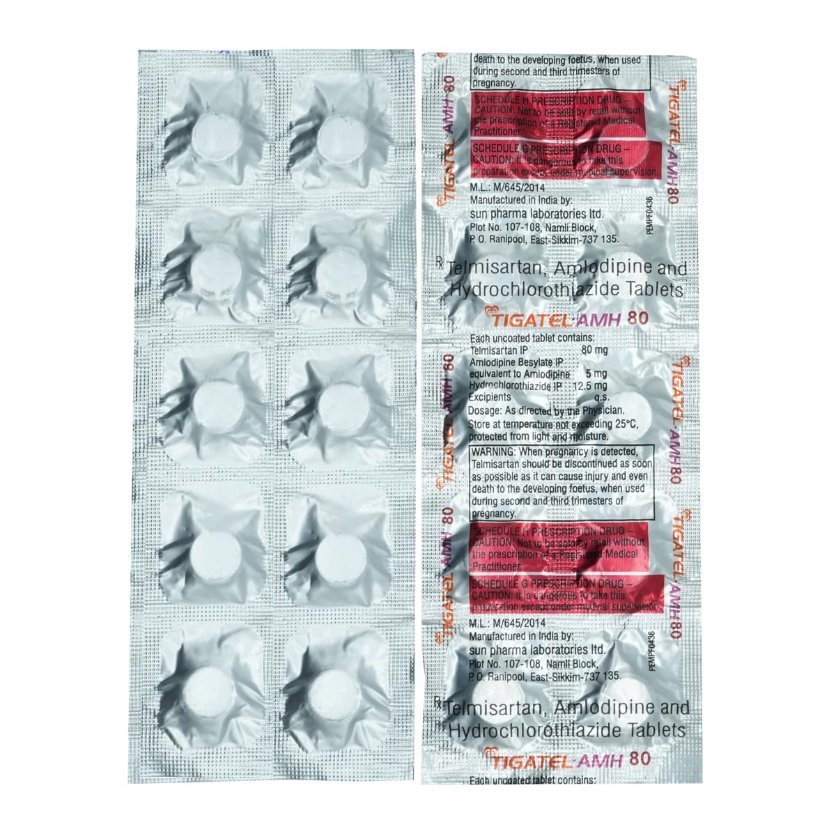 Tigatel Amh 80MG/5MG/12.5MG - Strip of 10 Tablets : Amazon.in: Health ...