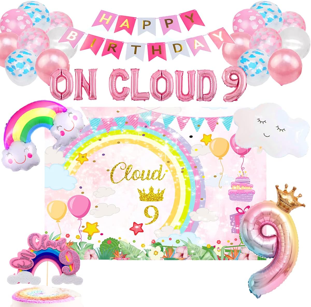 Amazon.com: on cloud 9 birthday decorations for girls,on cloud 9 party ...