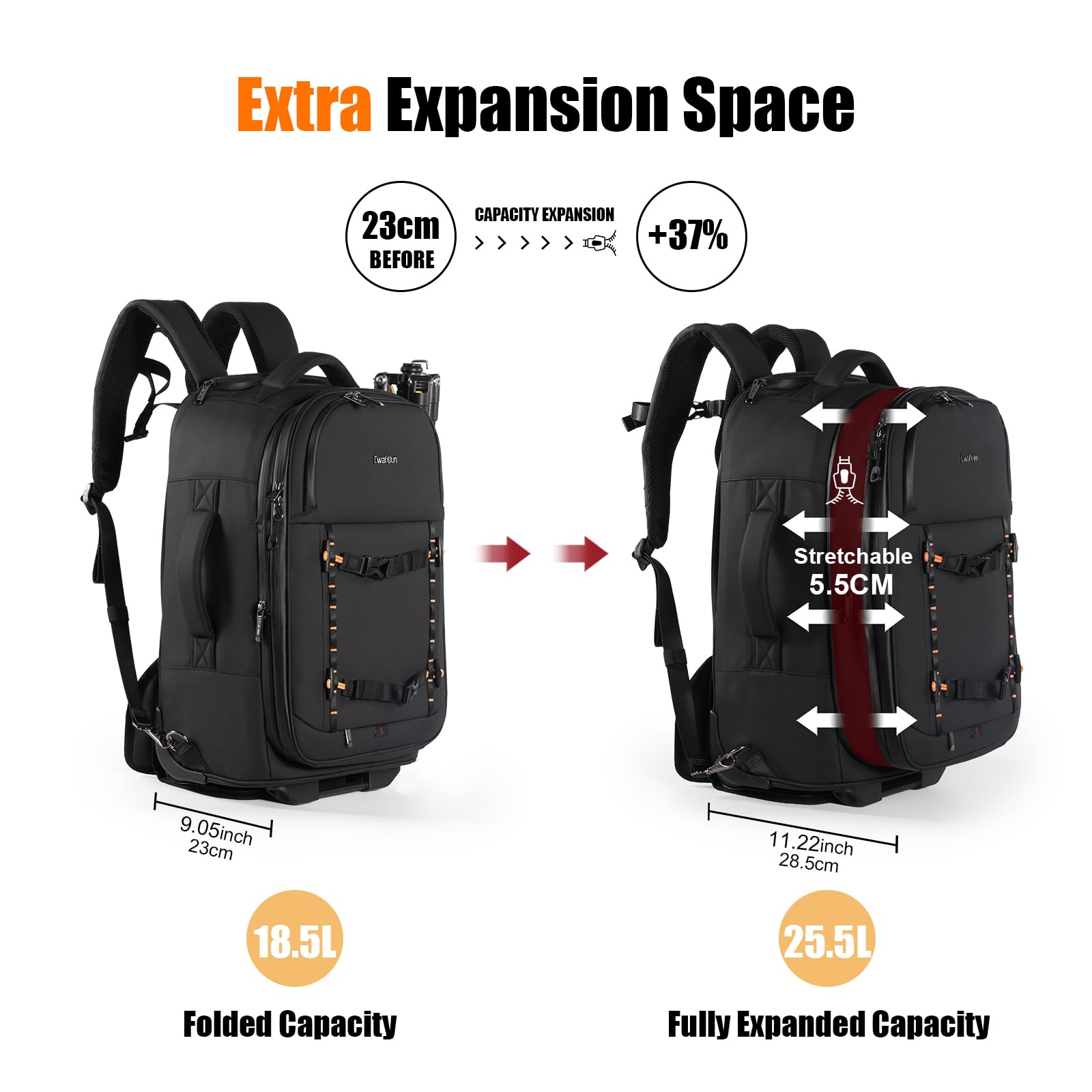 Snapklik.com : Rolling Camera Backpack,2-in-1 Convertible Trolley ...