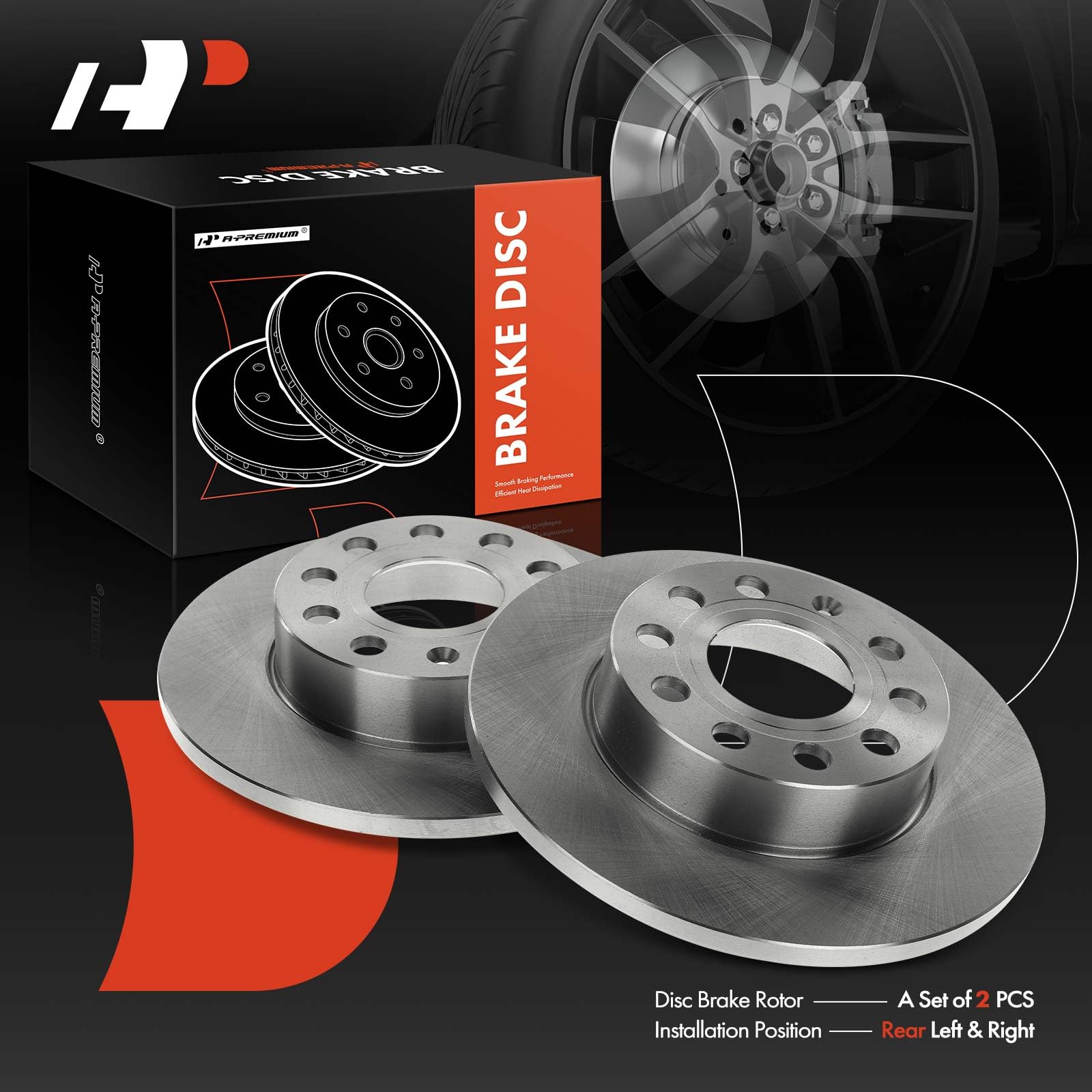 A-Premium 10.24 inch(260mm) Rear Solid Disc Brake Rotors Compatible ...
