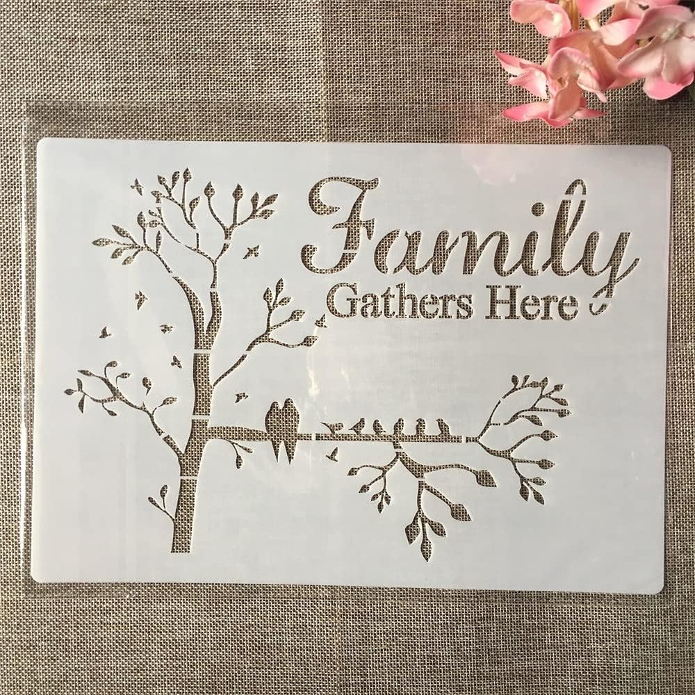 Amazon.com : A4 29cm Family Tree Birds Stencils for Painting on Wood ...