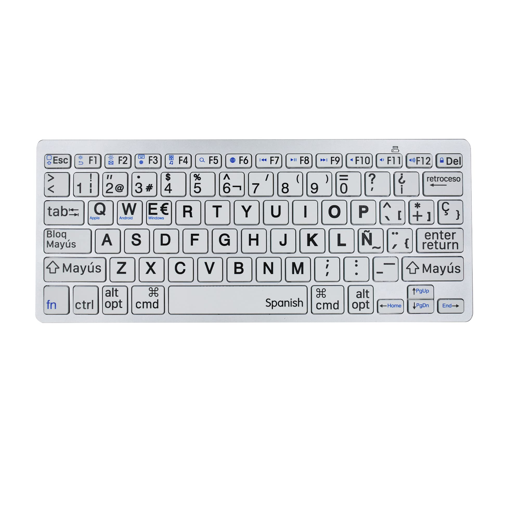 Elderly Computer Keyboard For Spanish Language Large Font Bluetooth ...