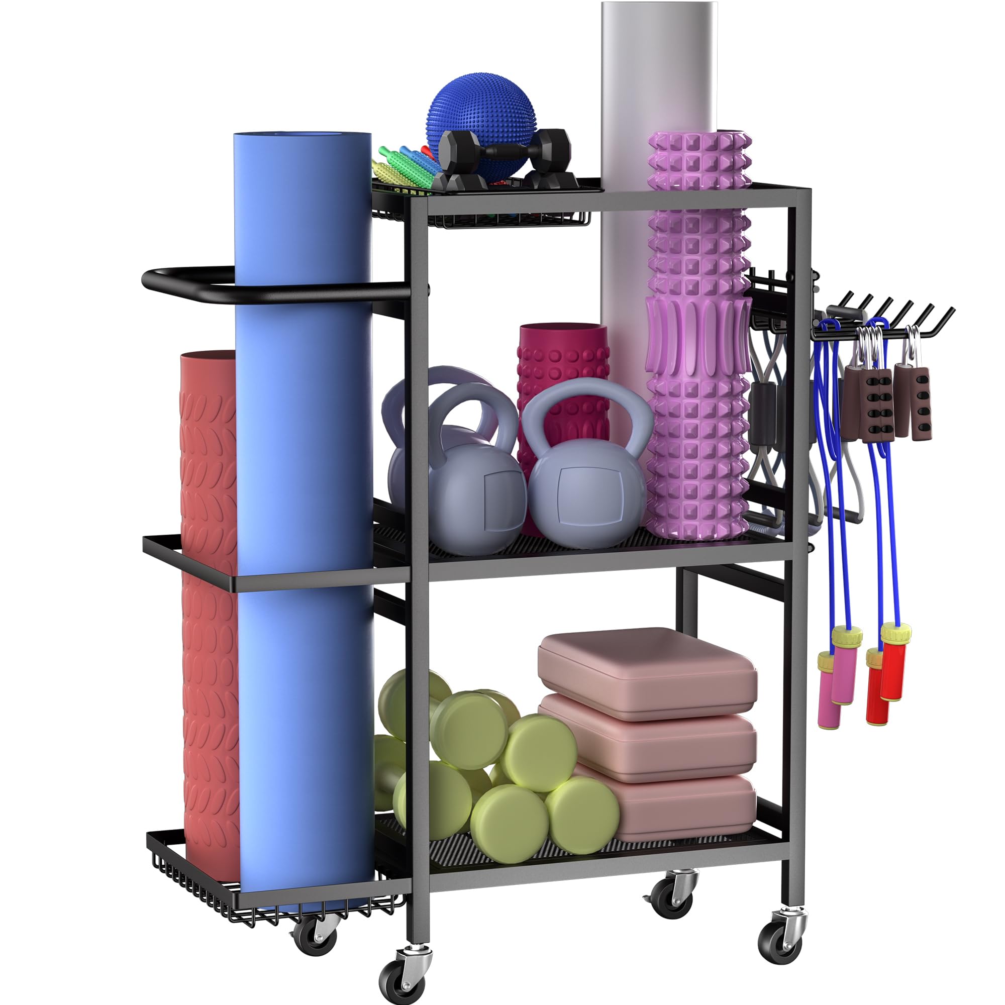 Amazon.com: Home Gym Storage Rack, 3 Tier Yoga Mat Storage Rack with ...