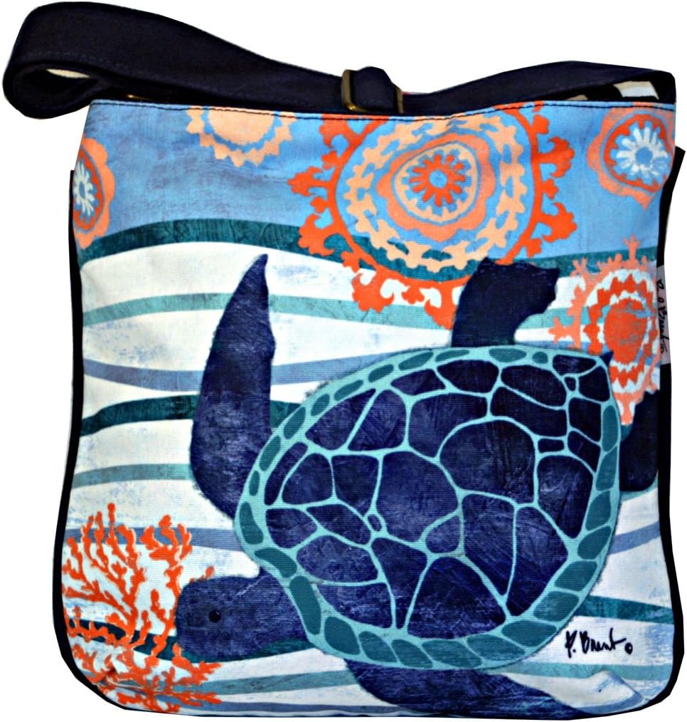 Amazon.com: Seaside Treasures Blue Turtle Cross Body Messenger Shoulder ...