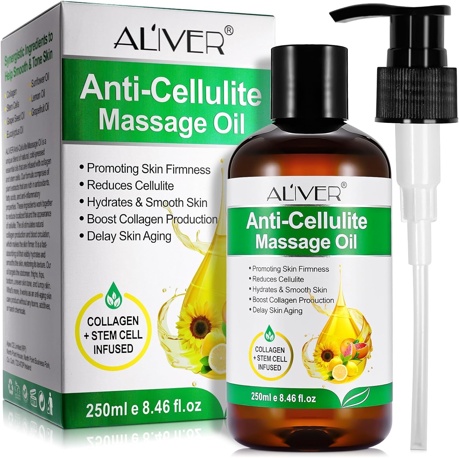Anti Cellulite Massage Oil, Natural Collagen Body Toning Moisturizing ...