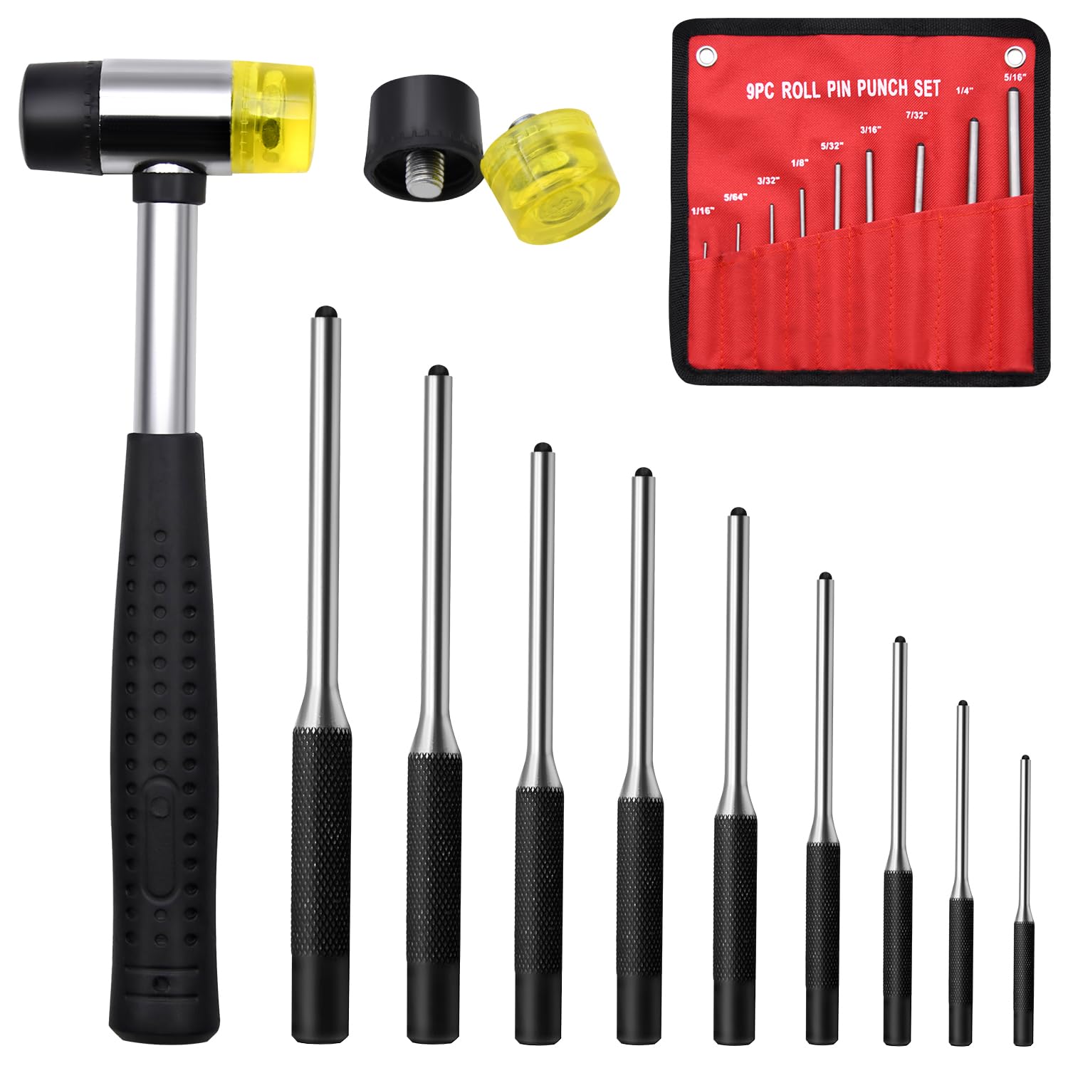 Pin Punch Set,13pcs Removing Repair Tools, Pin Punches and Hammer with ...