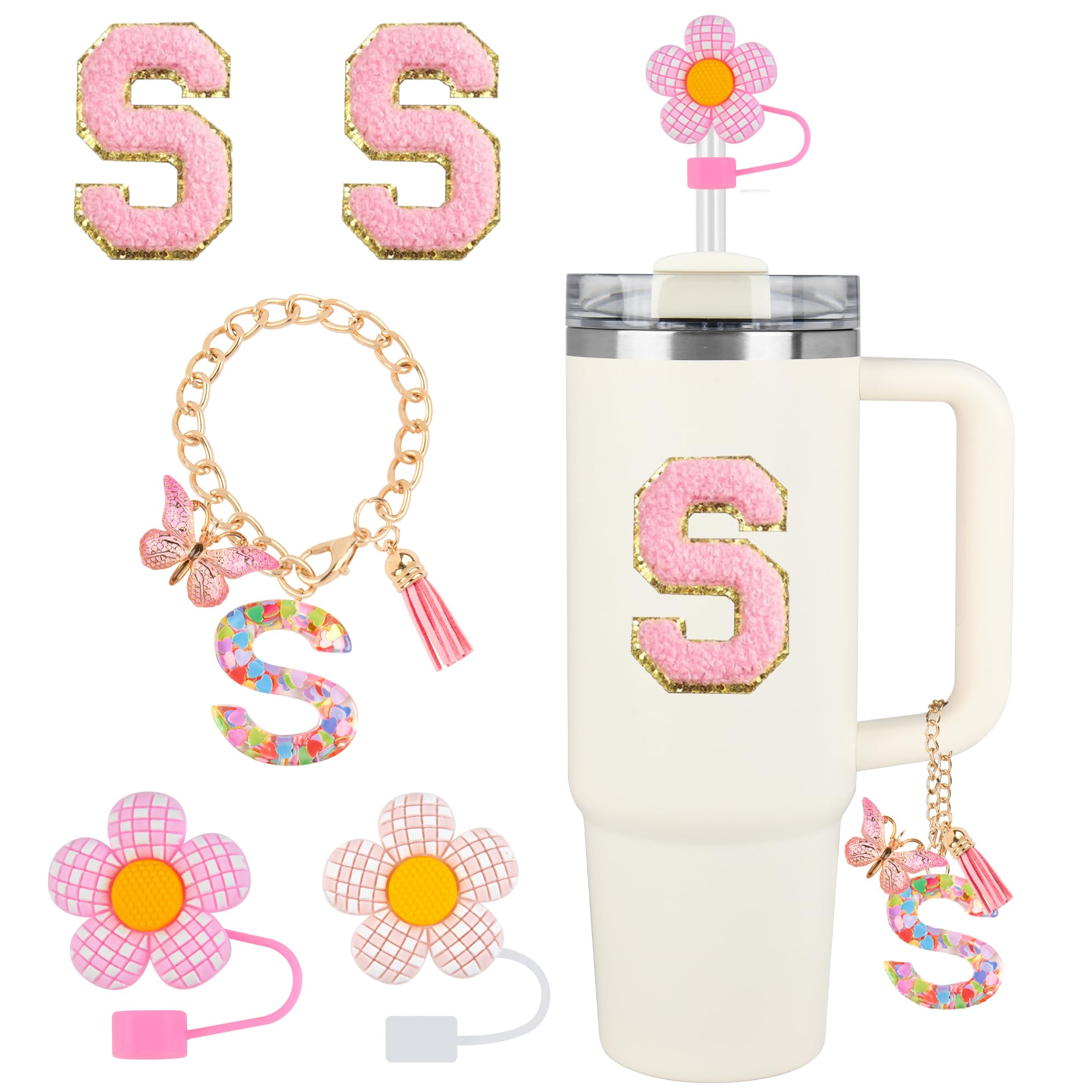 Amazon.com: Stanley Cup Accessories, 5PCS Tumbler Initials Decorations ...