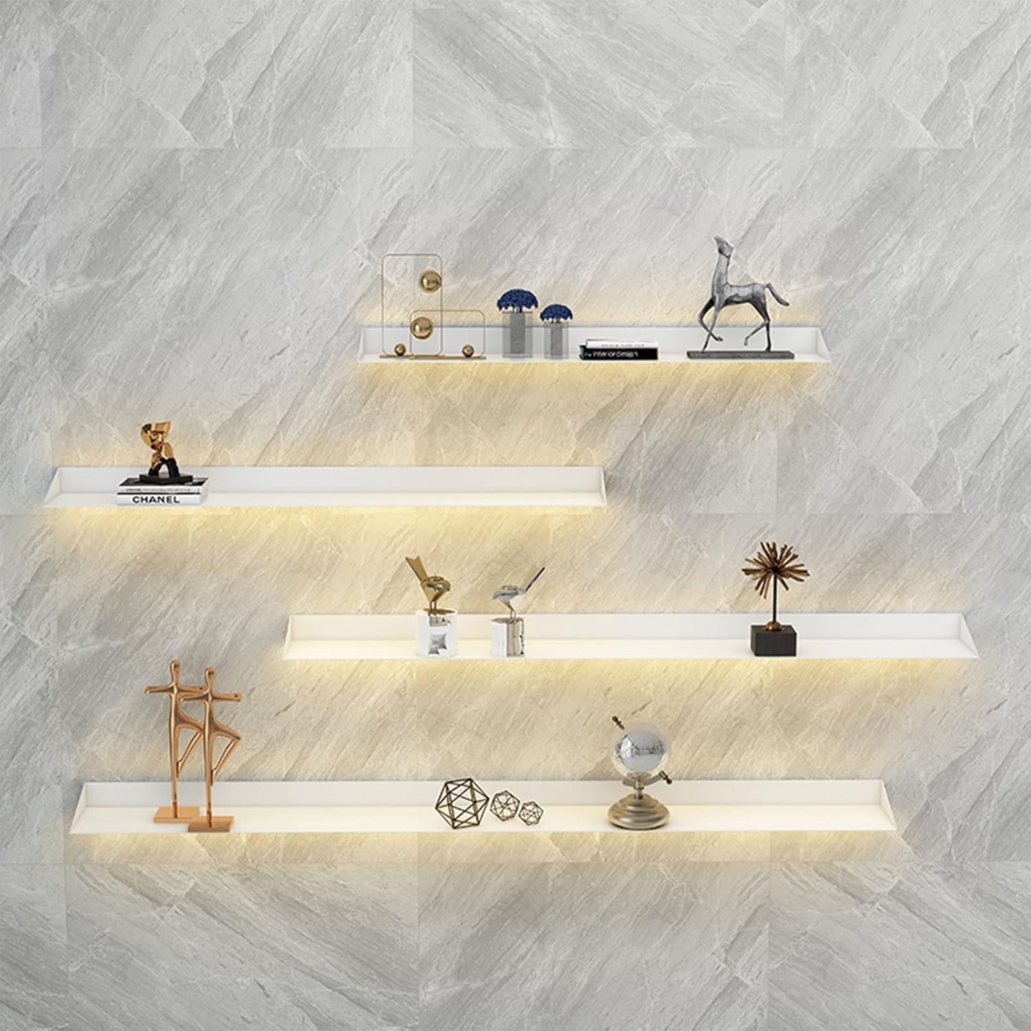 Amazon.com: IMPREC Floating Wall Shelves, Steel Wall Mounted Display ...