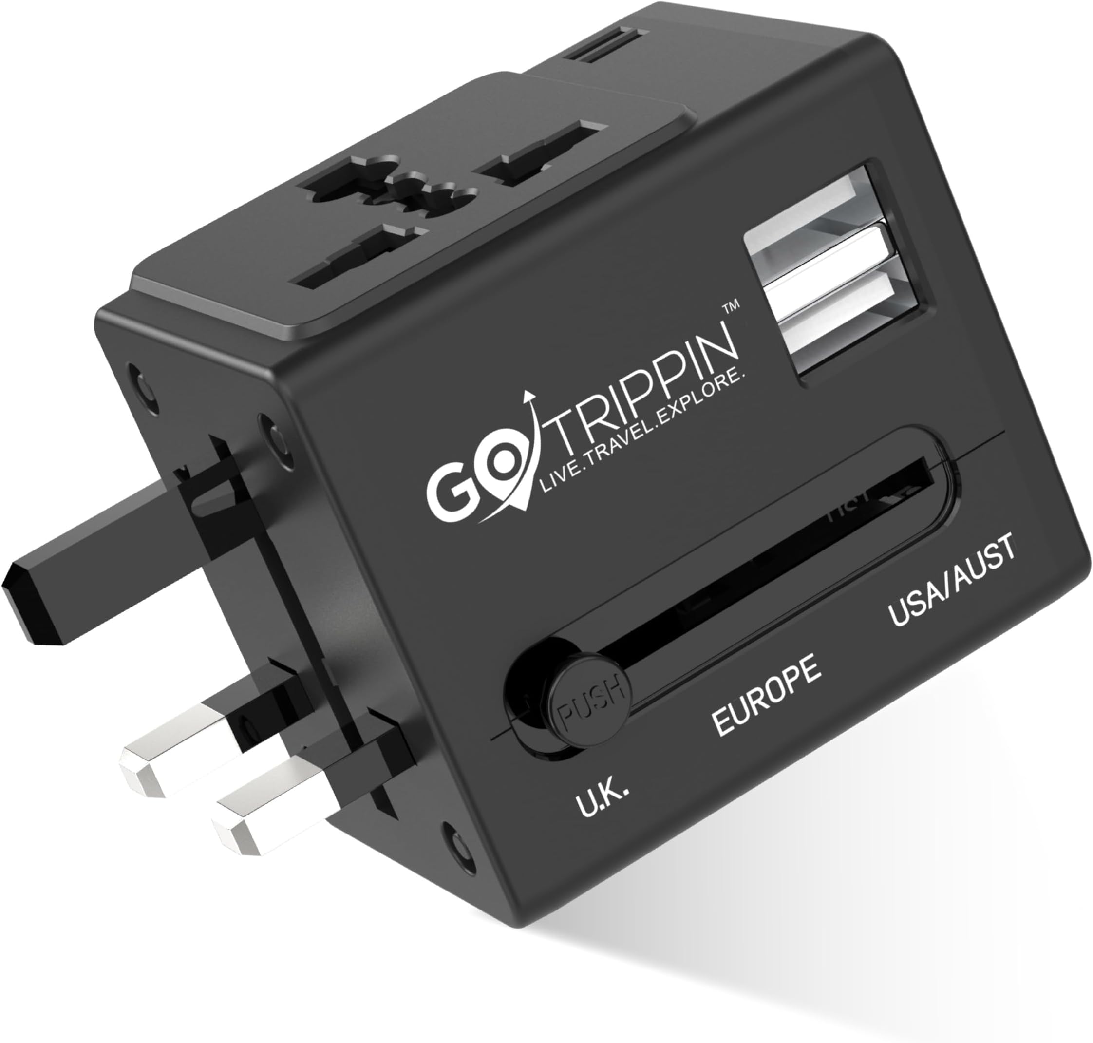 GoTrippin Universal Travel Adapter with Dual USB Charger Ports ...