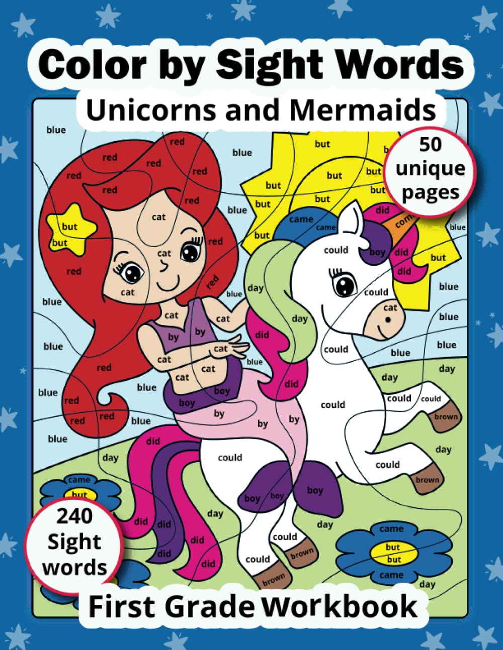Color by Sight Words Unicorns and Mermaids: First Grade Sight Words ...