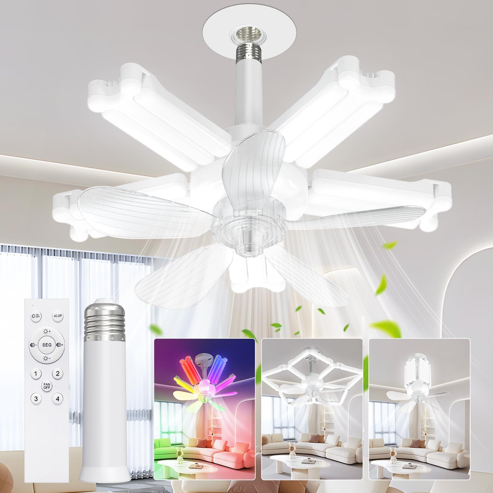 Amazon.com: Socket Ceiling Fans with Lights, Socket Fan light with ...